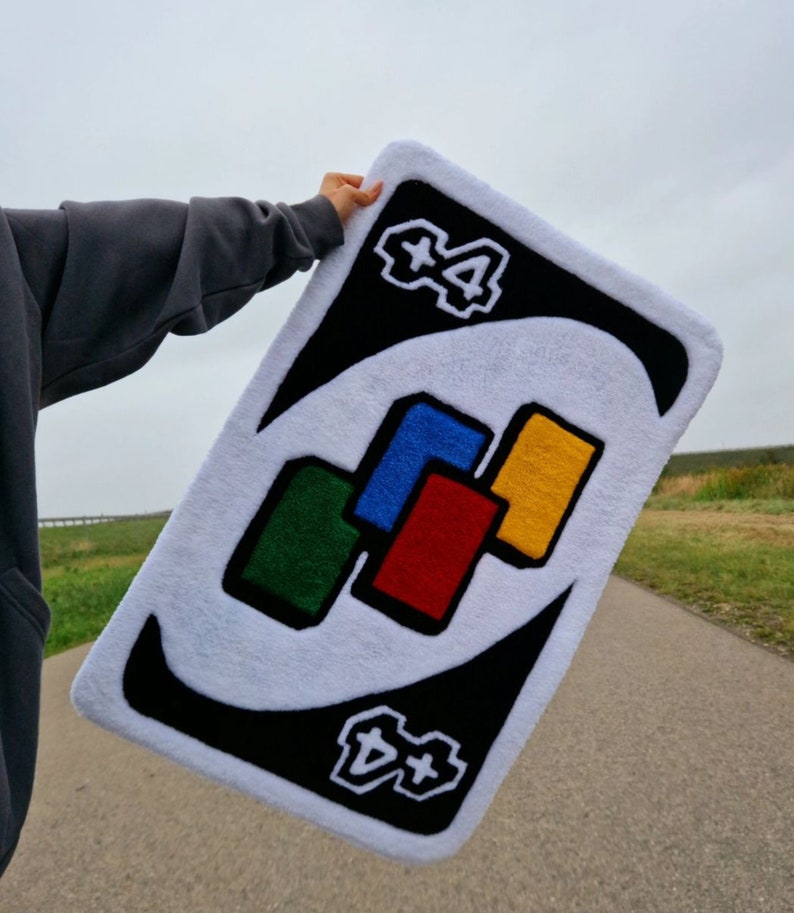 Uno Tufted Rug Reverse Uno Card Tuft Rugs, Unique Custom Carpet, Gaming ...