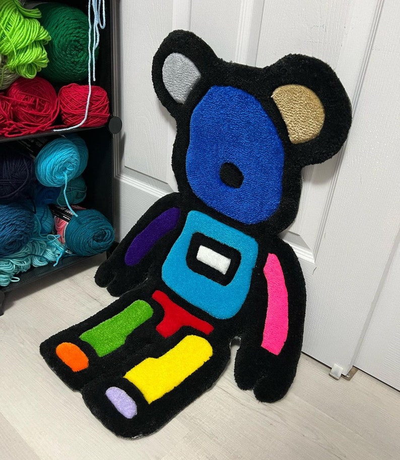 Multi Colored Bearbrick Tufted Rug Modern Rugs, Anime Rugs, Cartoon Rug ...