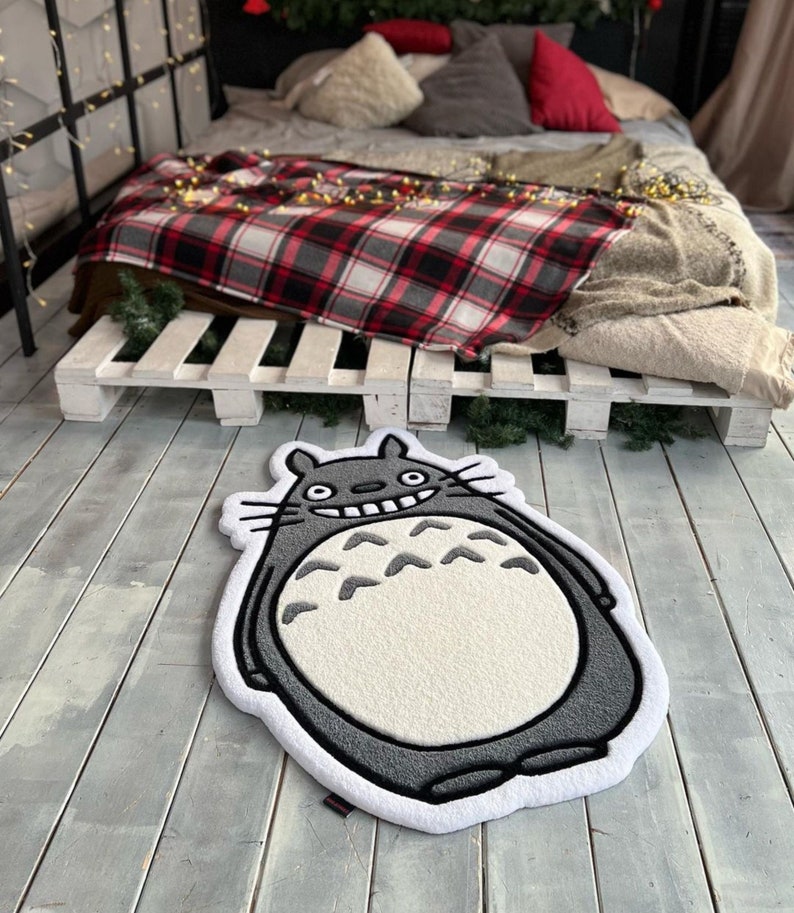 Hand Tufted Rug Anime Totoro Rug, Modern Area Rug, Gift for Anime ...