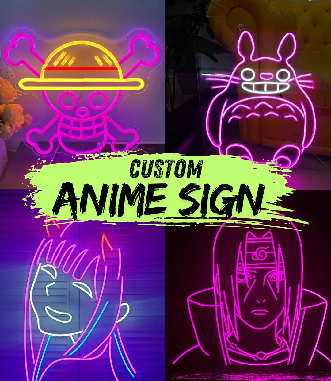 Custom Anime Neon Sign Bedroom Wall Art Decor, Custom Cartoon Character ...