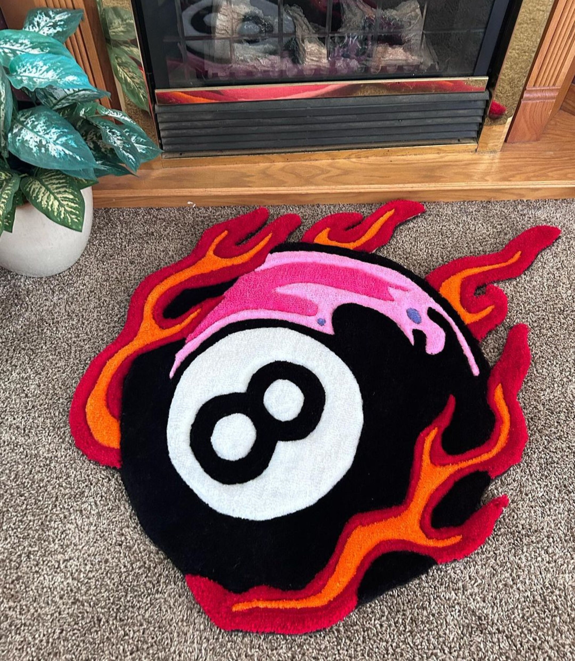 8 Ball Billiards Rug Stussy Flames Tufted Rug, Custom Tuft Rug, Bedroom ...