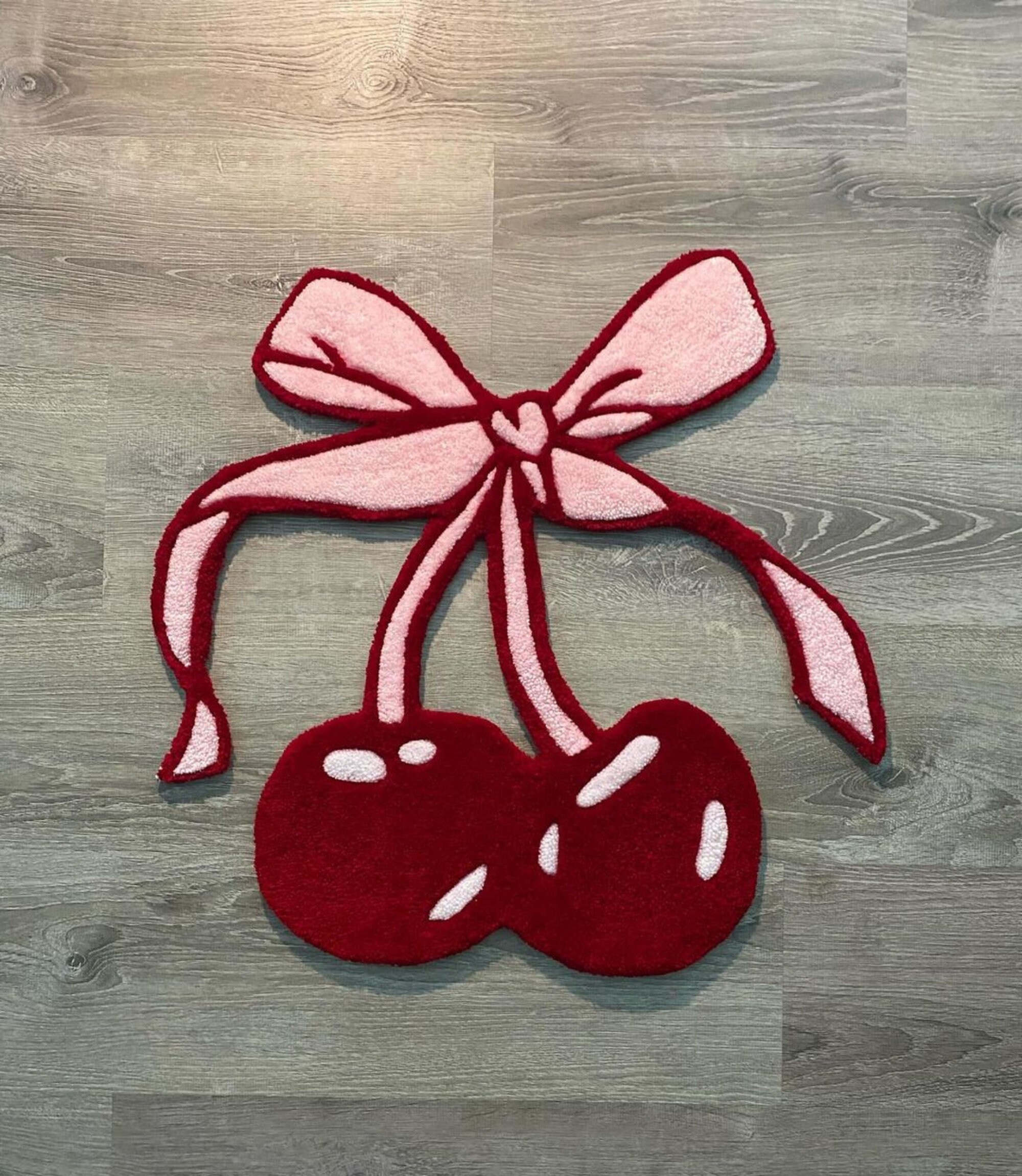 Cherry Bow Tuft Rug Trendy Pink Rug, Funky Home Decor, Unique Rug for ...