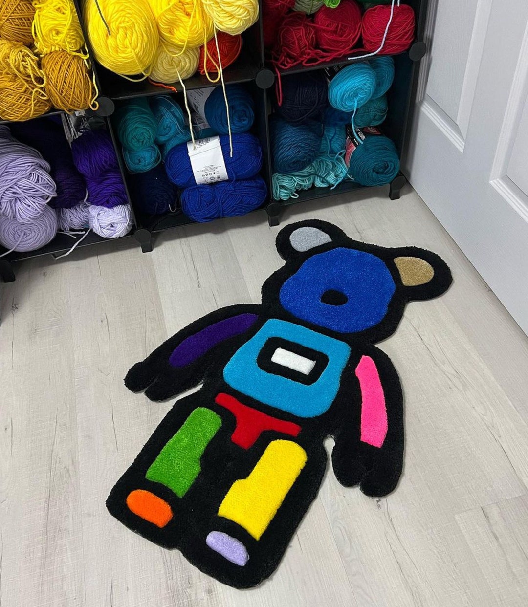 Multi Colored Bearbrick Tufted Rug Modern Rugs, Anime Rugs, Cartoon Rug ...