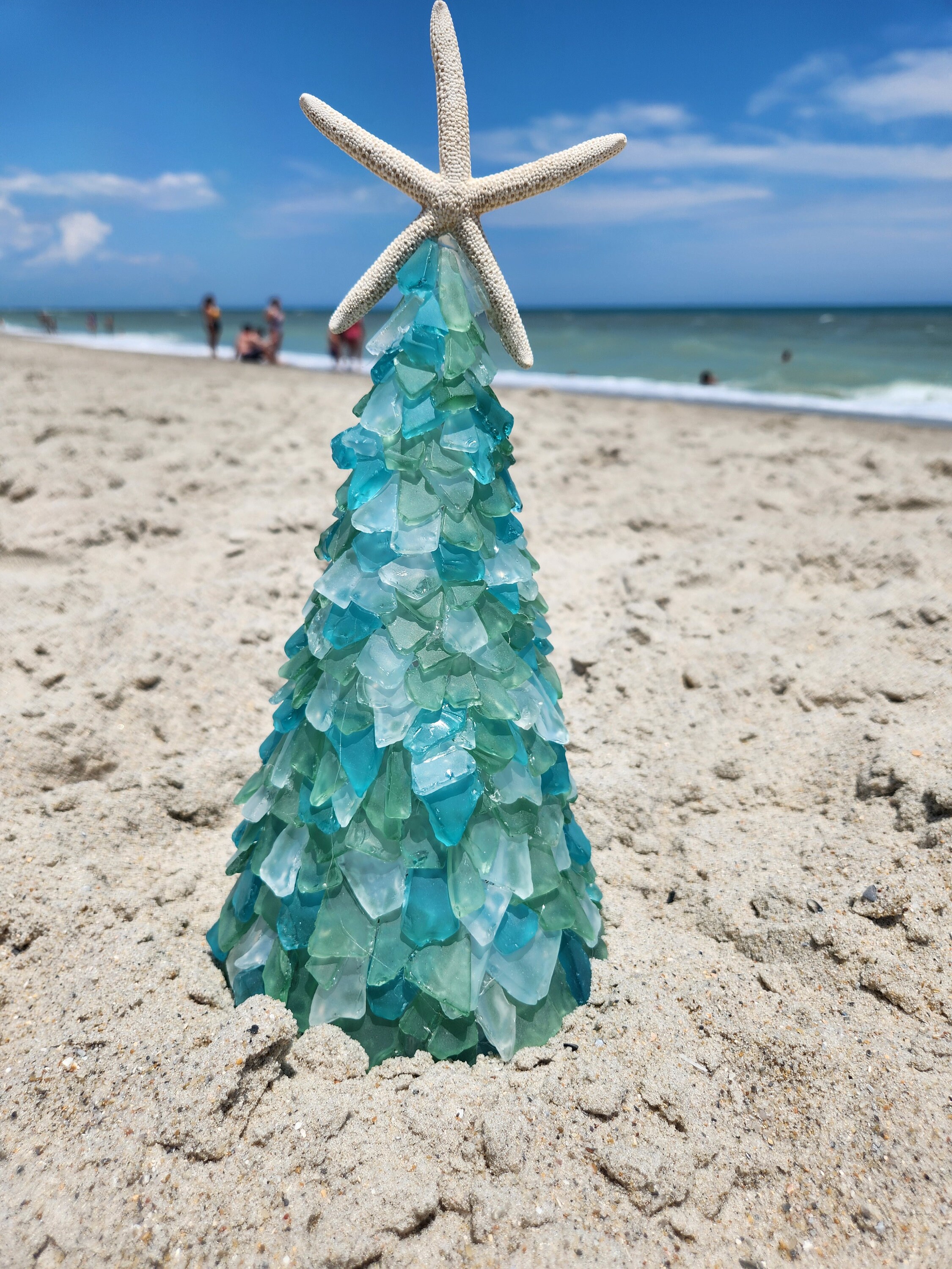 Sea Glass Tree With Lights Green, Teal and White 9 - Etsy