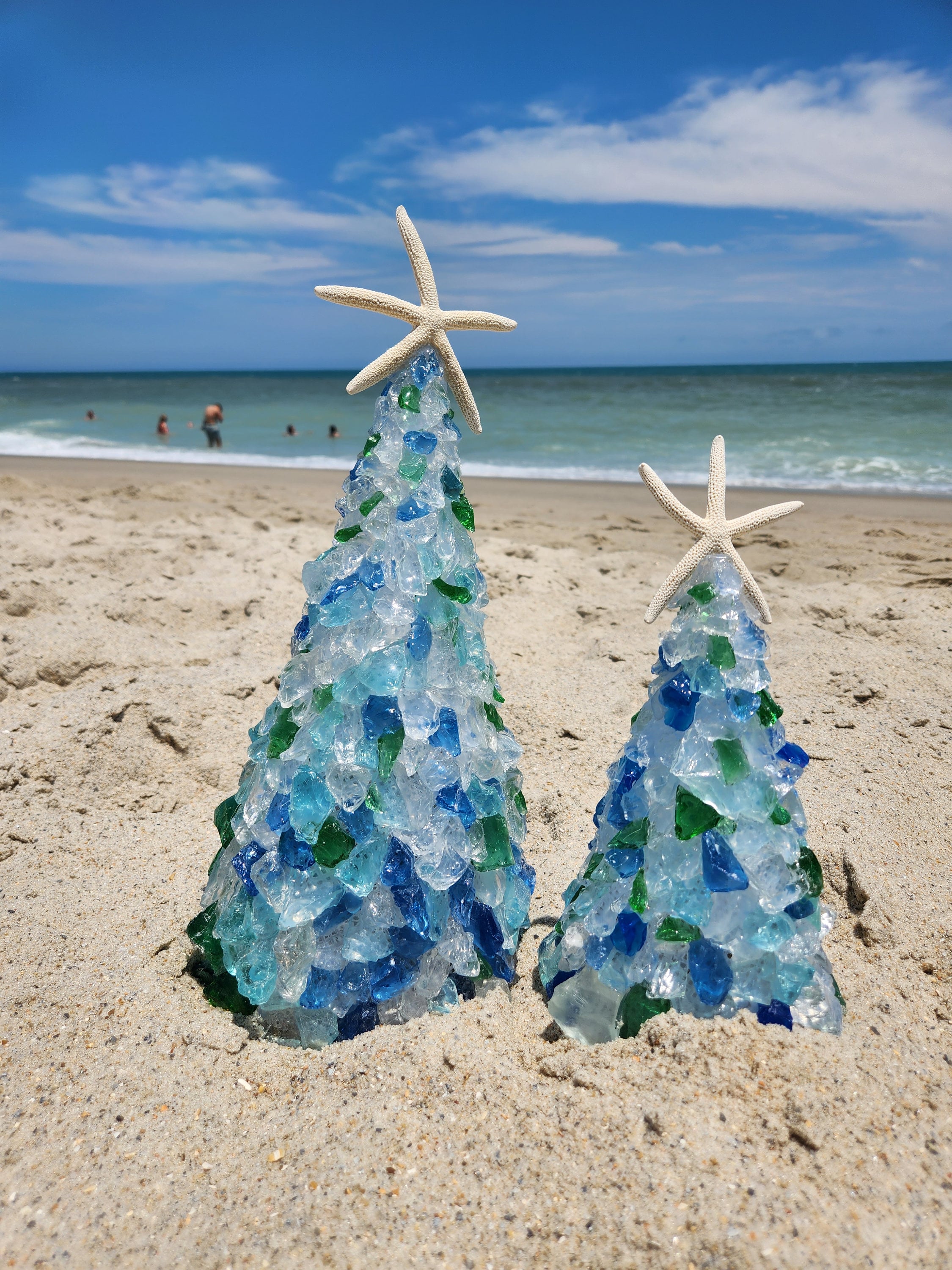 Sea Glass Tree With Lights - Clear, Blue and Green 11" - Etsy