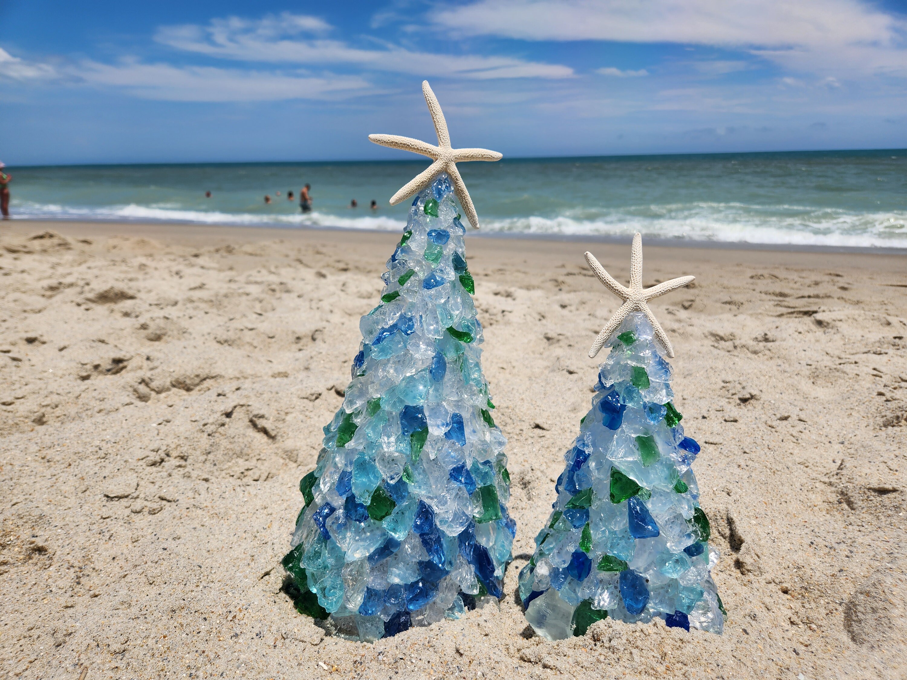Sea Glass Tree With Lights - Clear, Blue and Green 11" - Etsy
