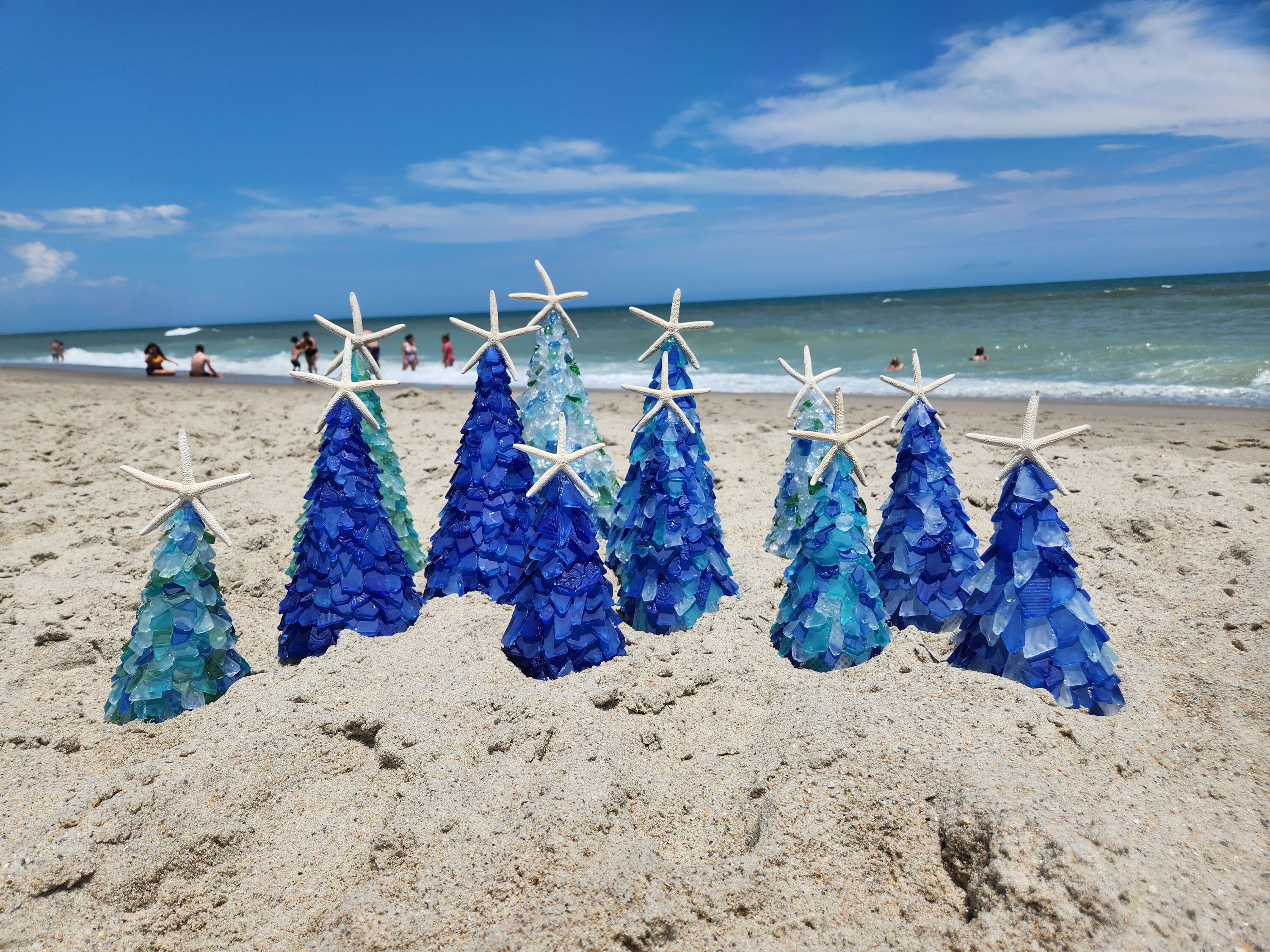 Sea Glass Tree With Lights Clear, Blue and Green 11 - Etsy