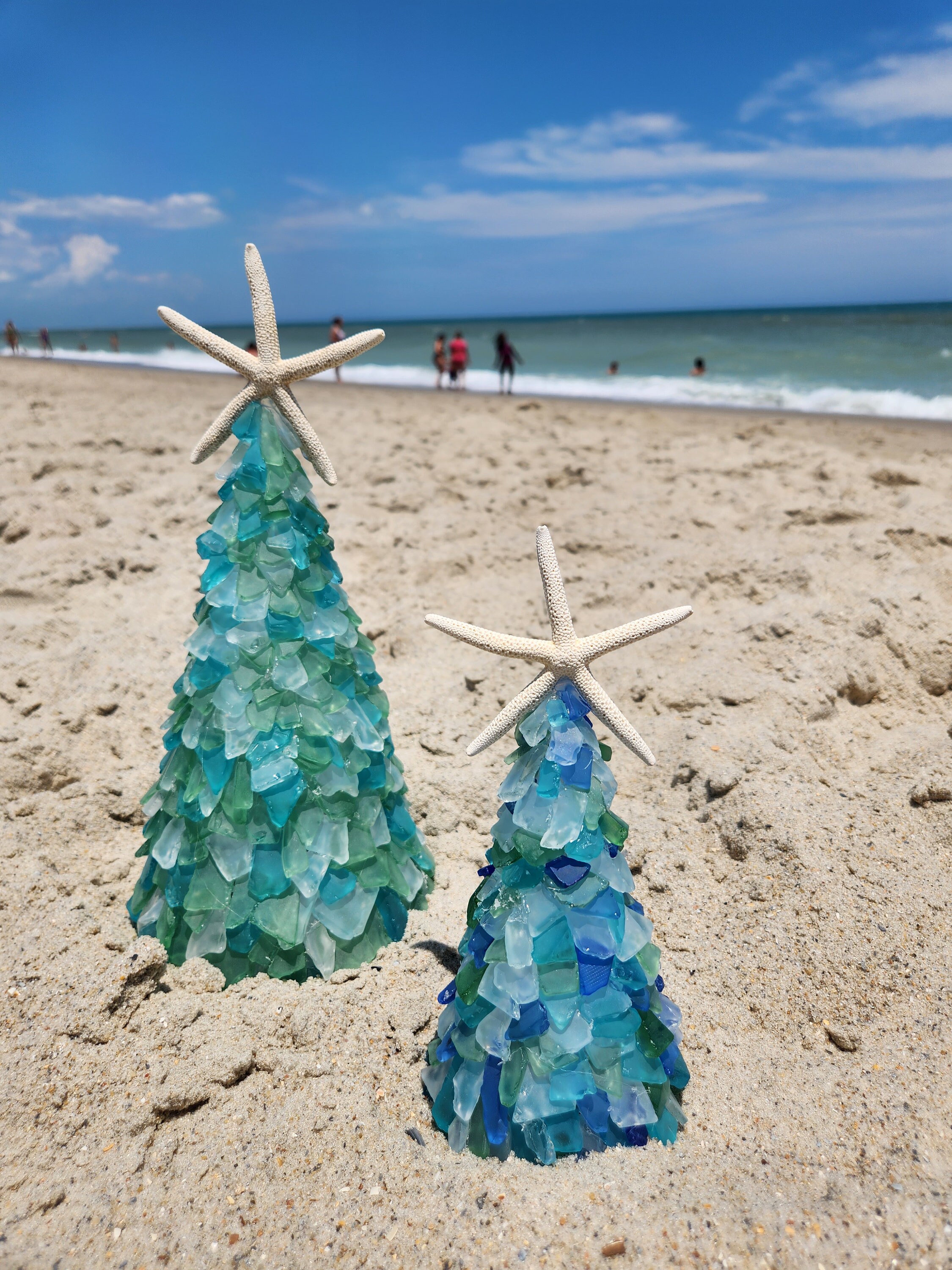 Sea Glass Tree With Lights Green, Teal and White 9 - Etsy
