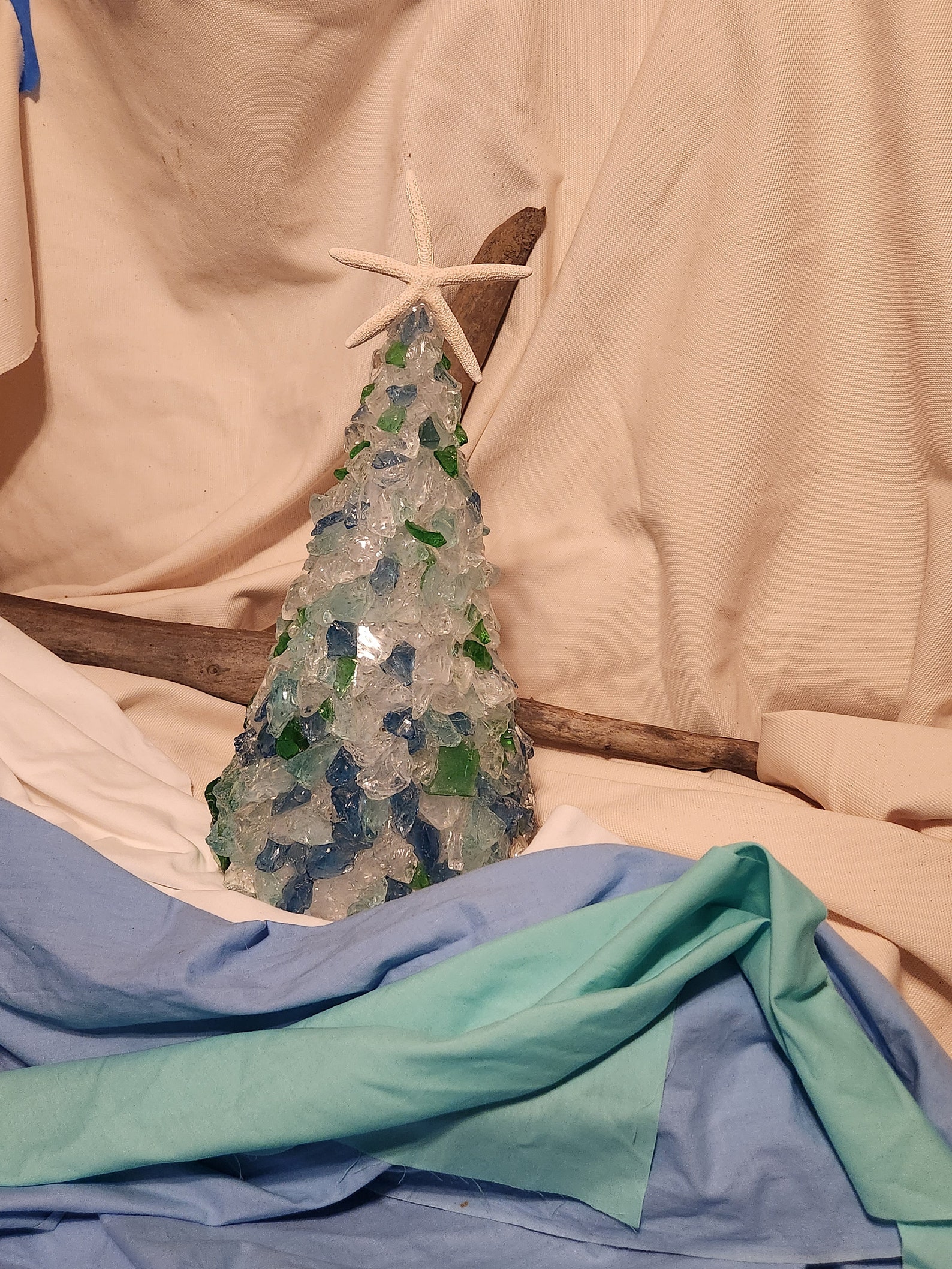 Sea Glass Tree With Lights - Clear, Blue and Green 11" - Etsy