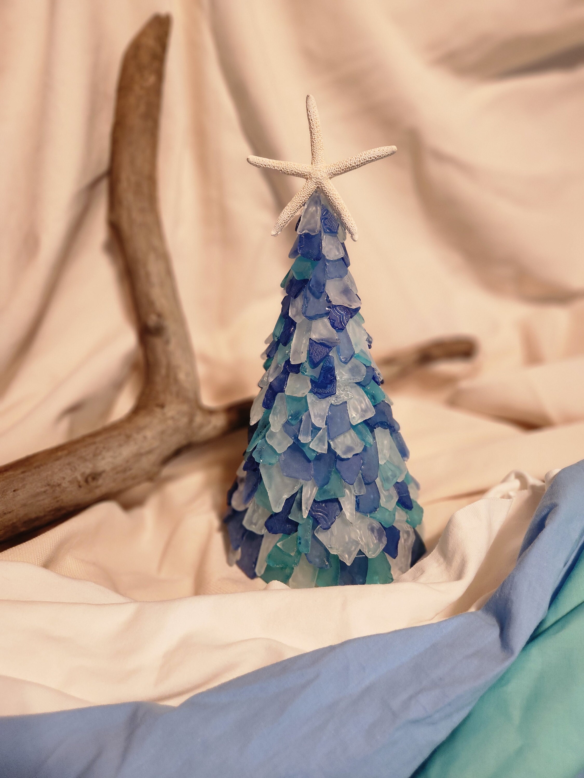 Sea Glass Tree With Lights Light Blue, Dark Blue and White 13 - Etsy