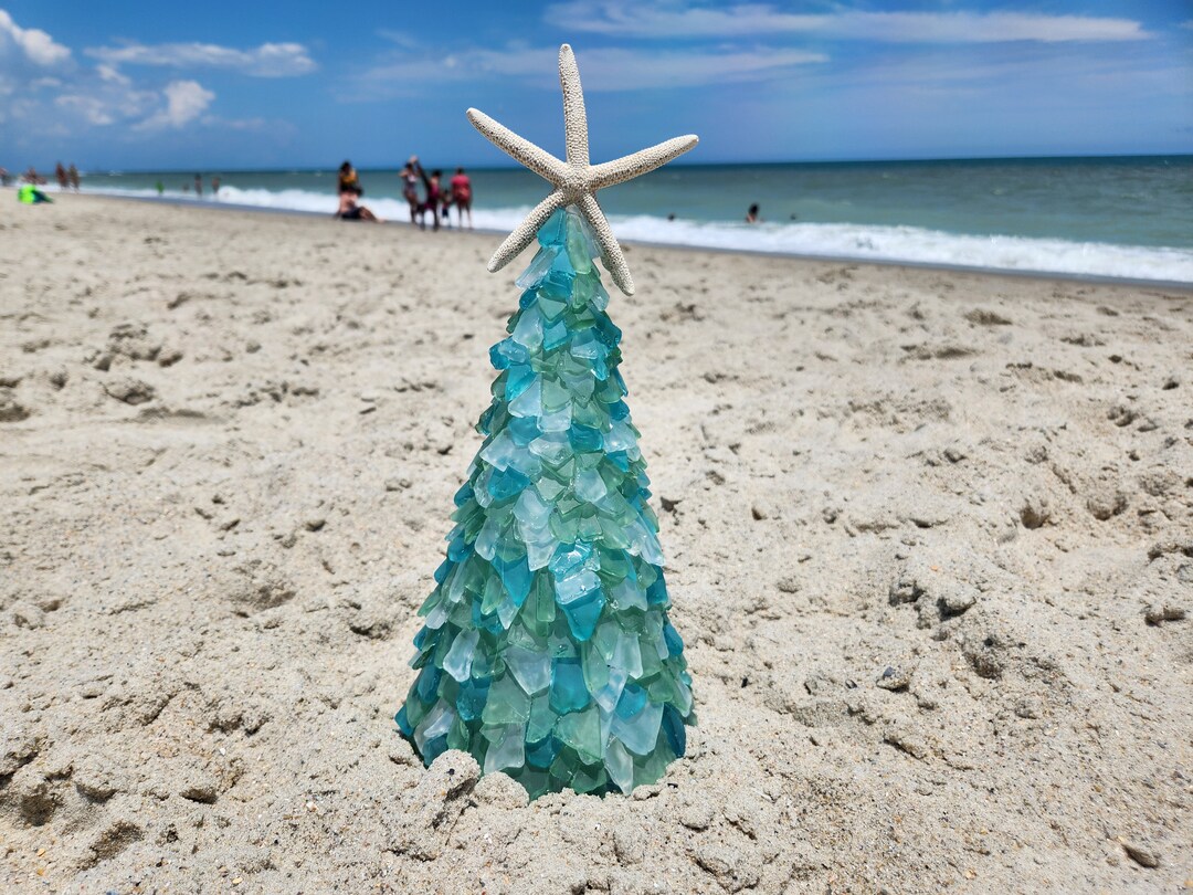 Sea Glass Tree With Lights – Green, Teal and White 13" - Etsy