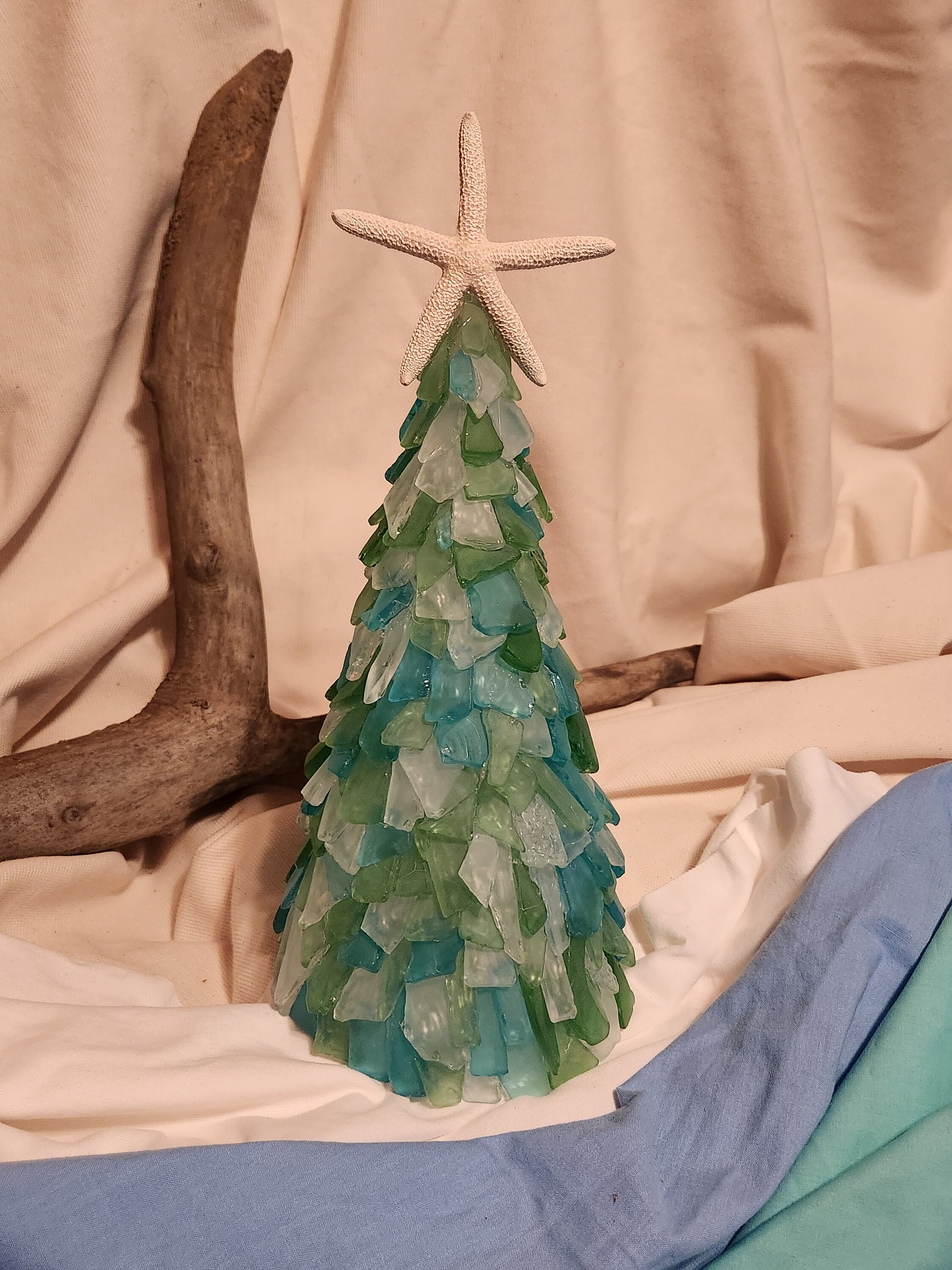 Sea Glass Tree With Lights Green, Teal and White 11 - Etsy