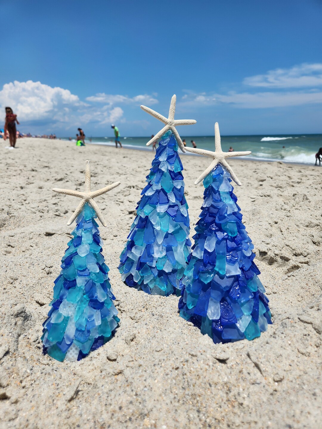 Sea Glass Trees With Lights - Light Blue, Dark Blue and White Tree-o 9 ...