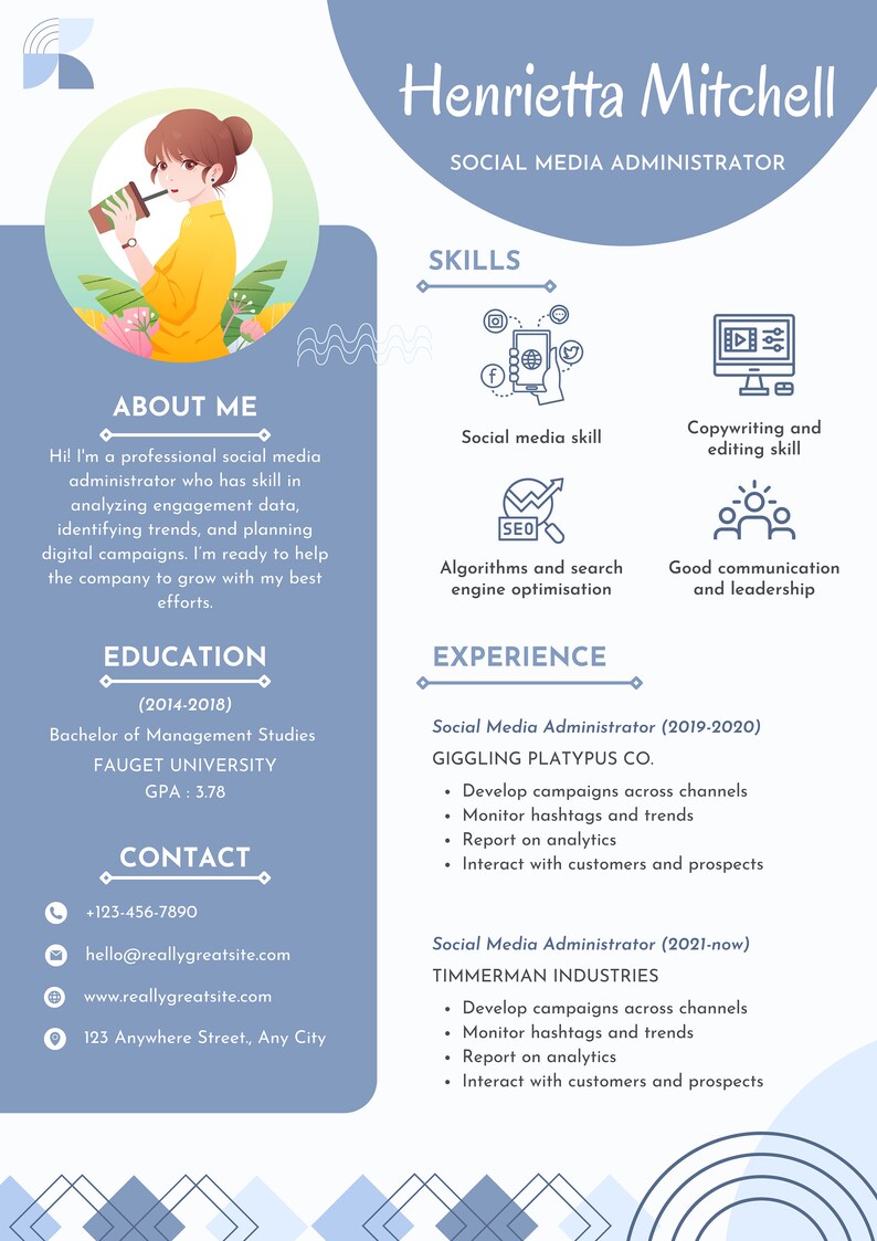 ATS Friendly Resume Template for Google Docs Cover Letter and ...