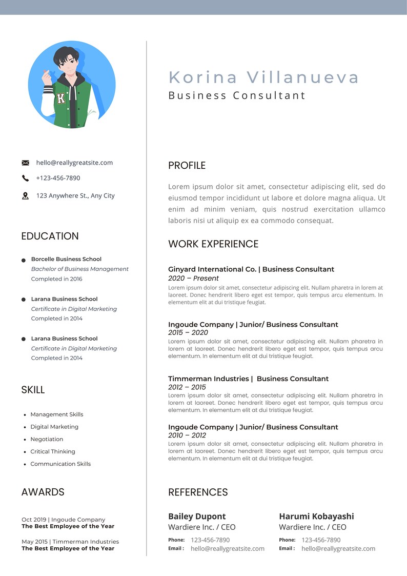 ATS Friendly Resume Template for Google Docs Cover Letter and ...
