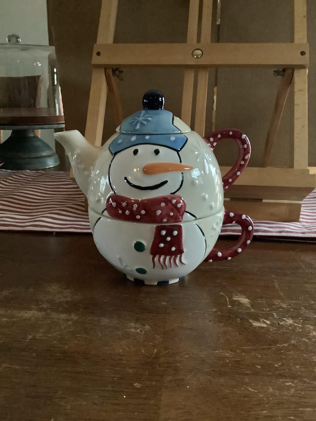 Vintage Ganz Bella Casa Christmas Snowman Tea for One 3 Piece Set ...