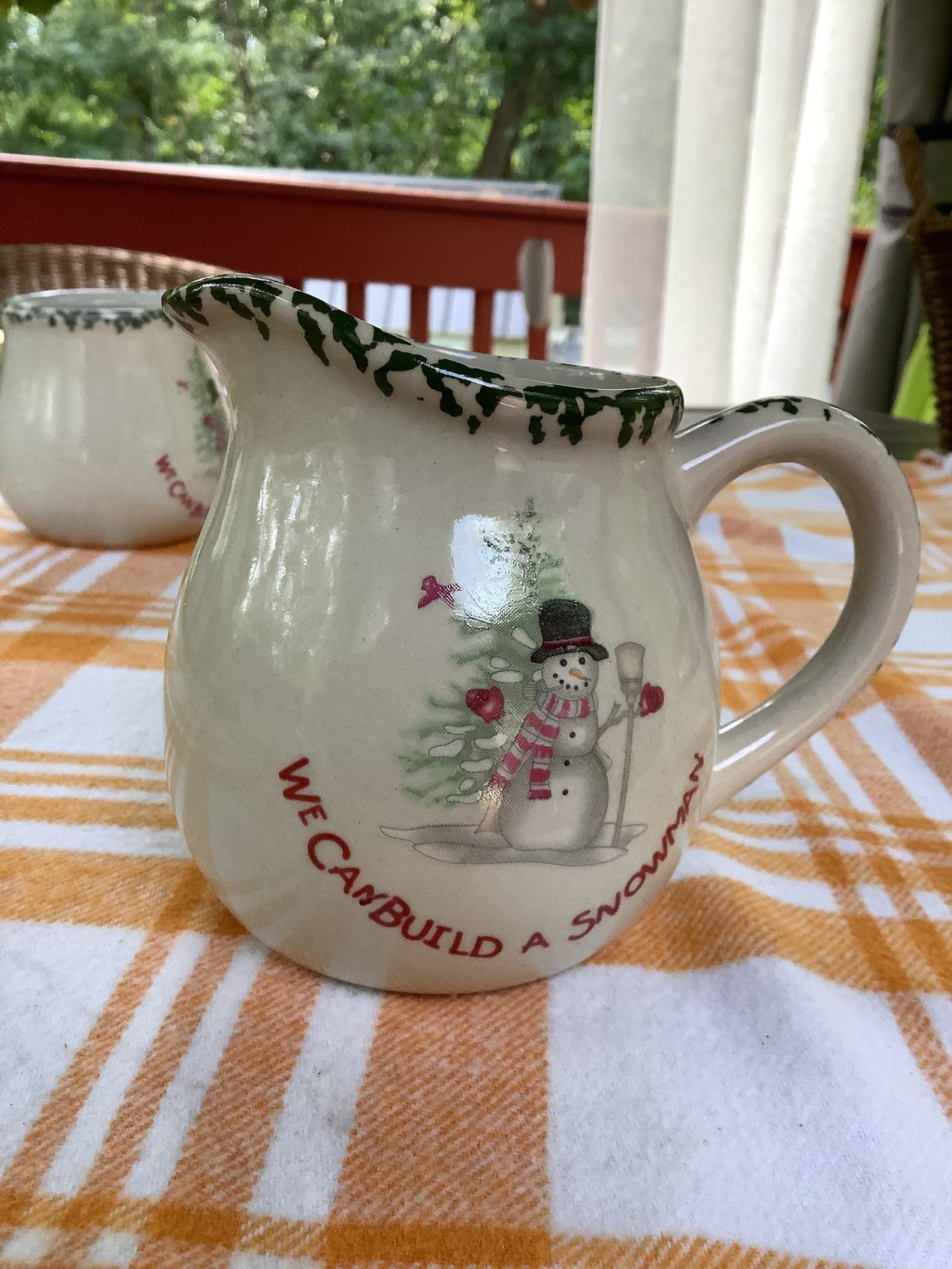 Vintage “we Can Build A Snowman” Creamer and Sugar Holder Holiday ...