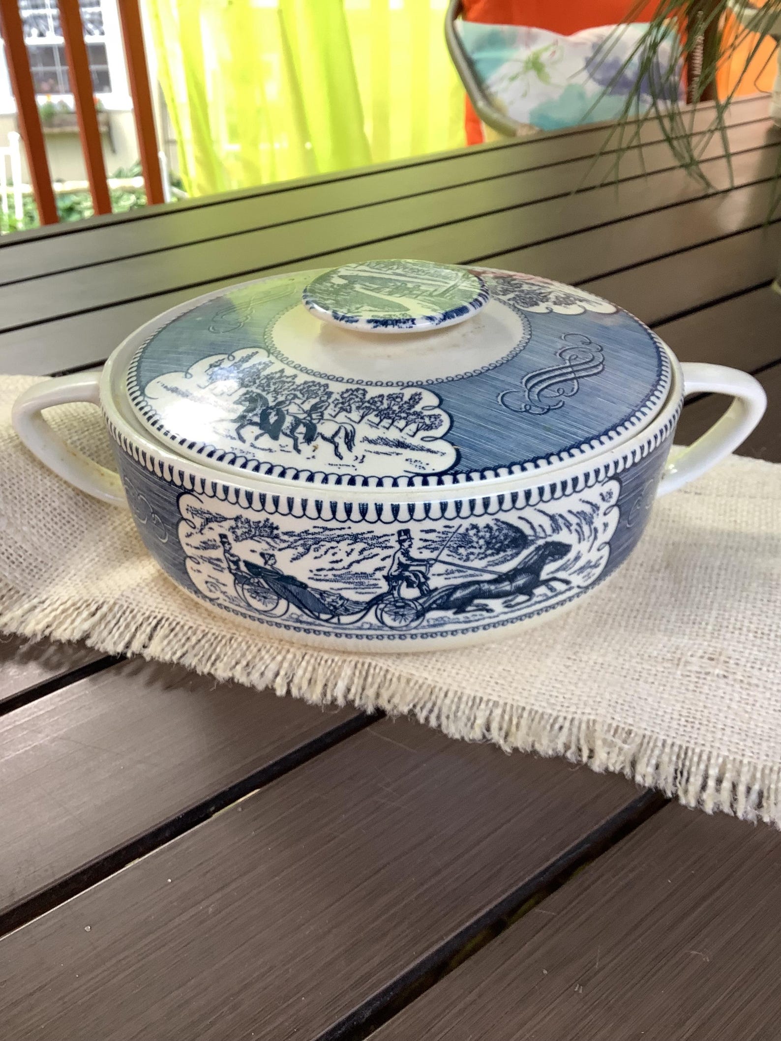 Vintage Royal China Currier & Ives 1960 Casserole Covered Round Dish ...