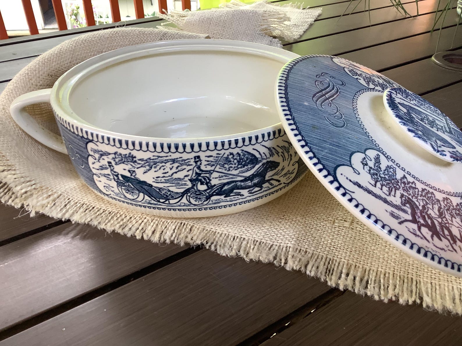 Vintage Royal China Currier & Ives 1960 Casserole Covered Round Dish ...