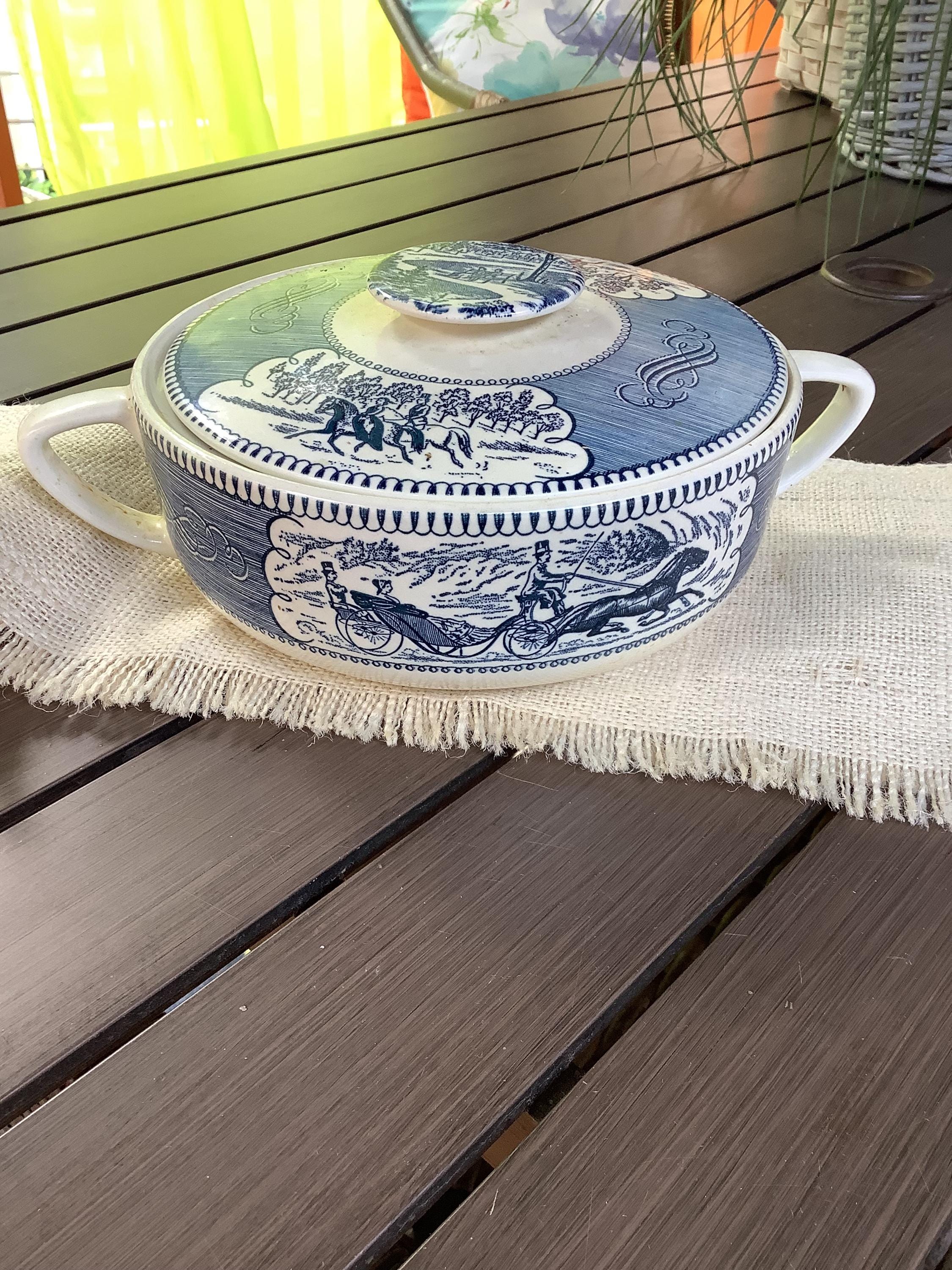 Vintage Royal China Currier & Ives 1960 Casserole Covered Round Dish ...