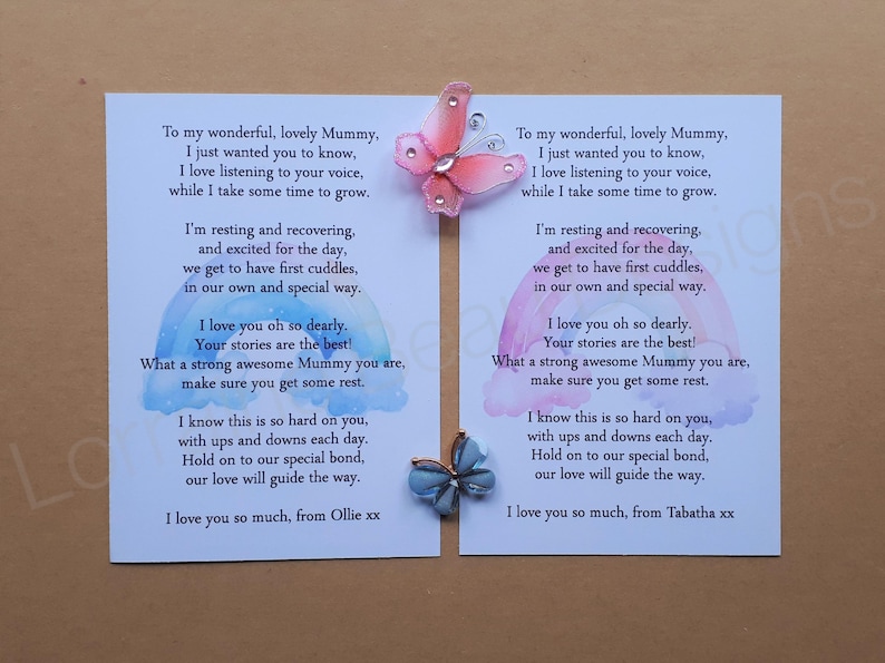 NICU Personalised Poem Card Print With Muted Rainbow Picture. in ...