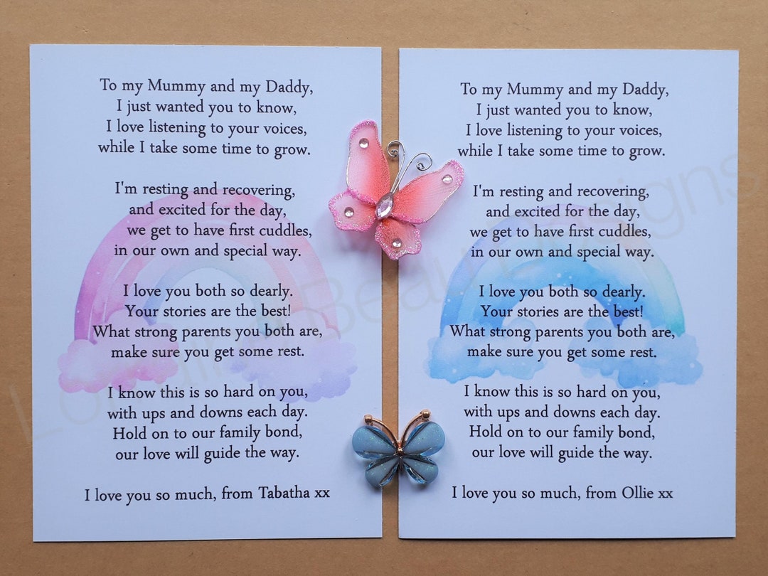 NICU Personalised Poem Card Print With Muted Rainbow Picture. in ...