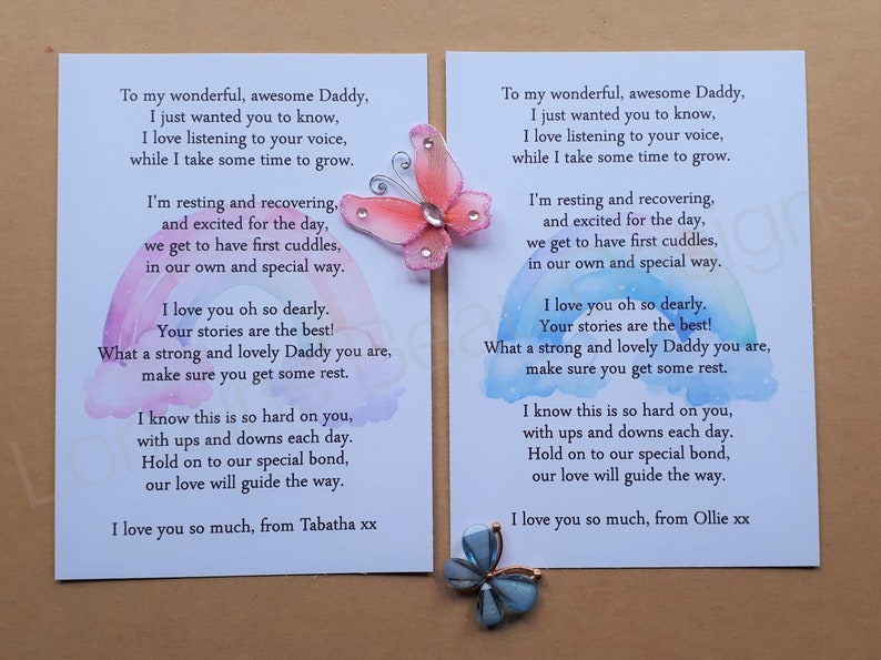 NICU Personalised Poem Card Print With Muted Rainbow Picture. in ...