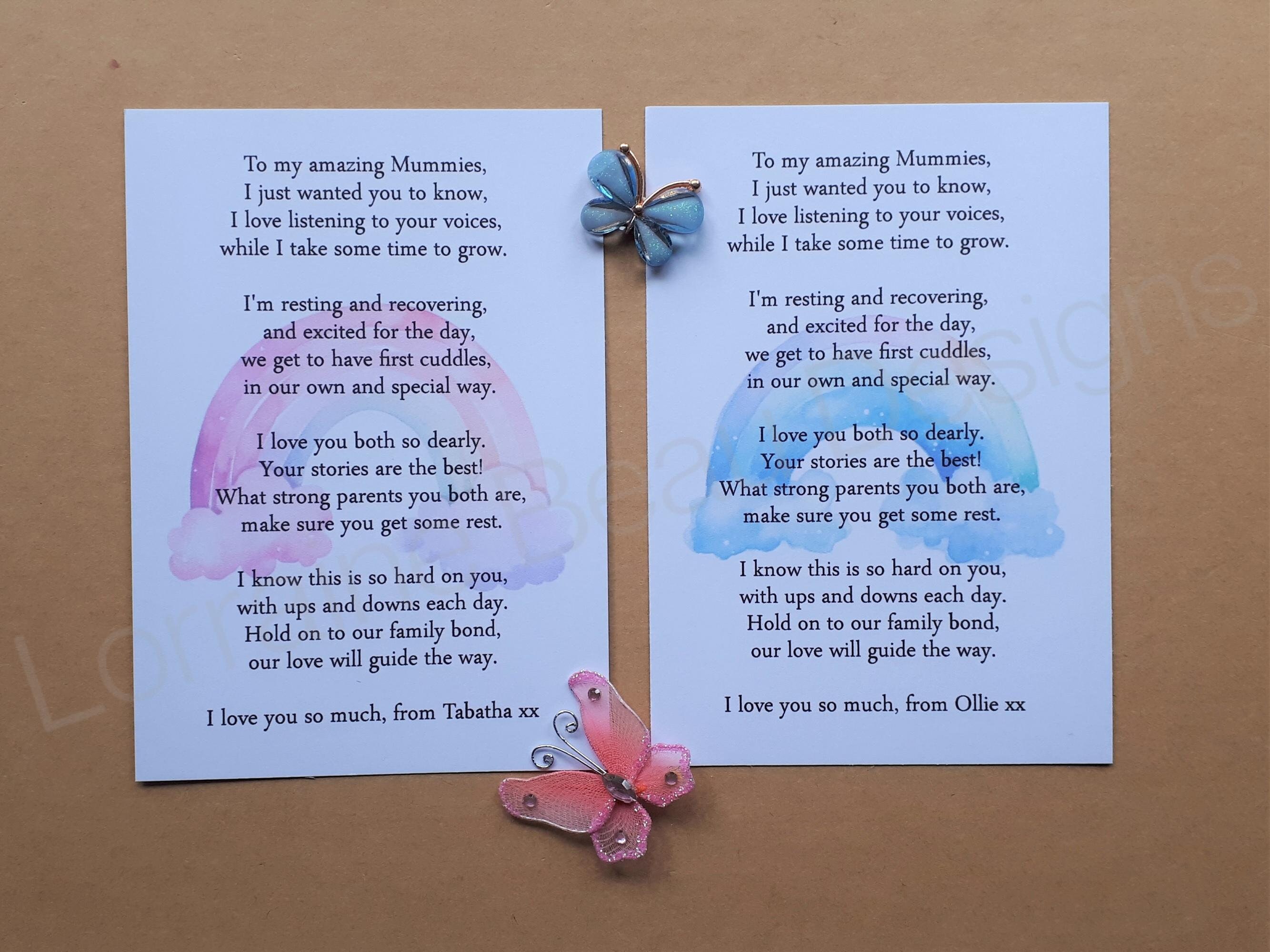 NICU Personalised Poem Card Print With Muted Rainbow Picture. in ...