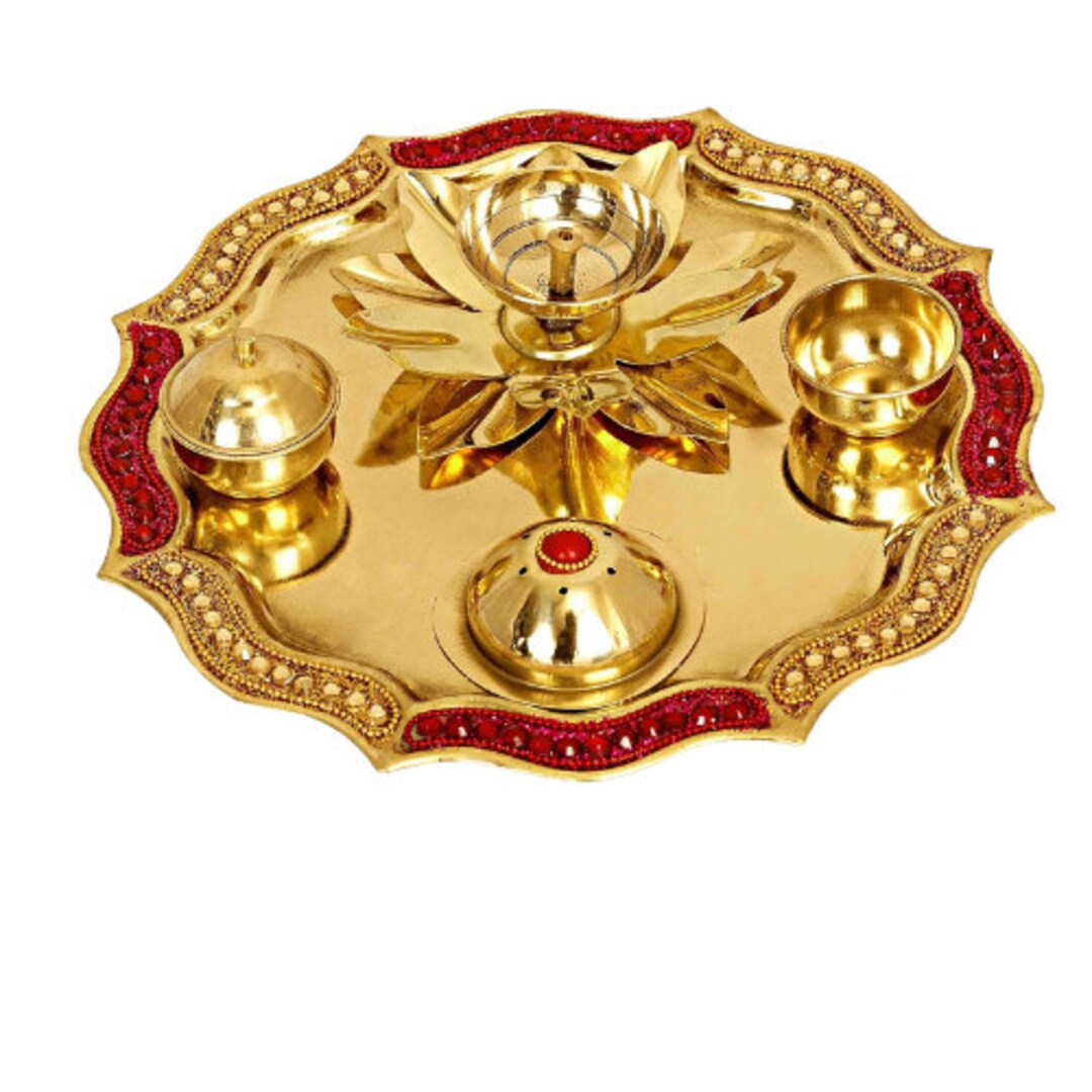 Brass Pooja Thali, Aarti Thali for Home/temple, Spiritual Gift Item ...