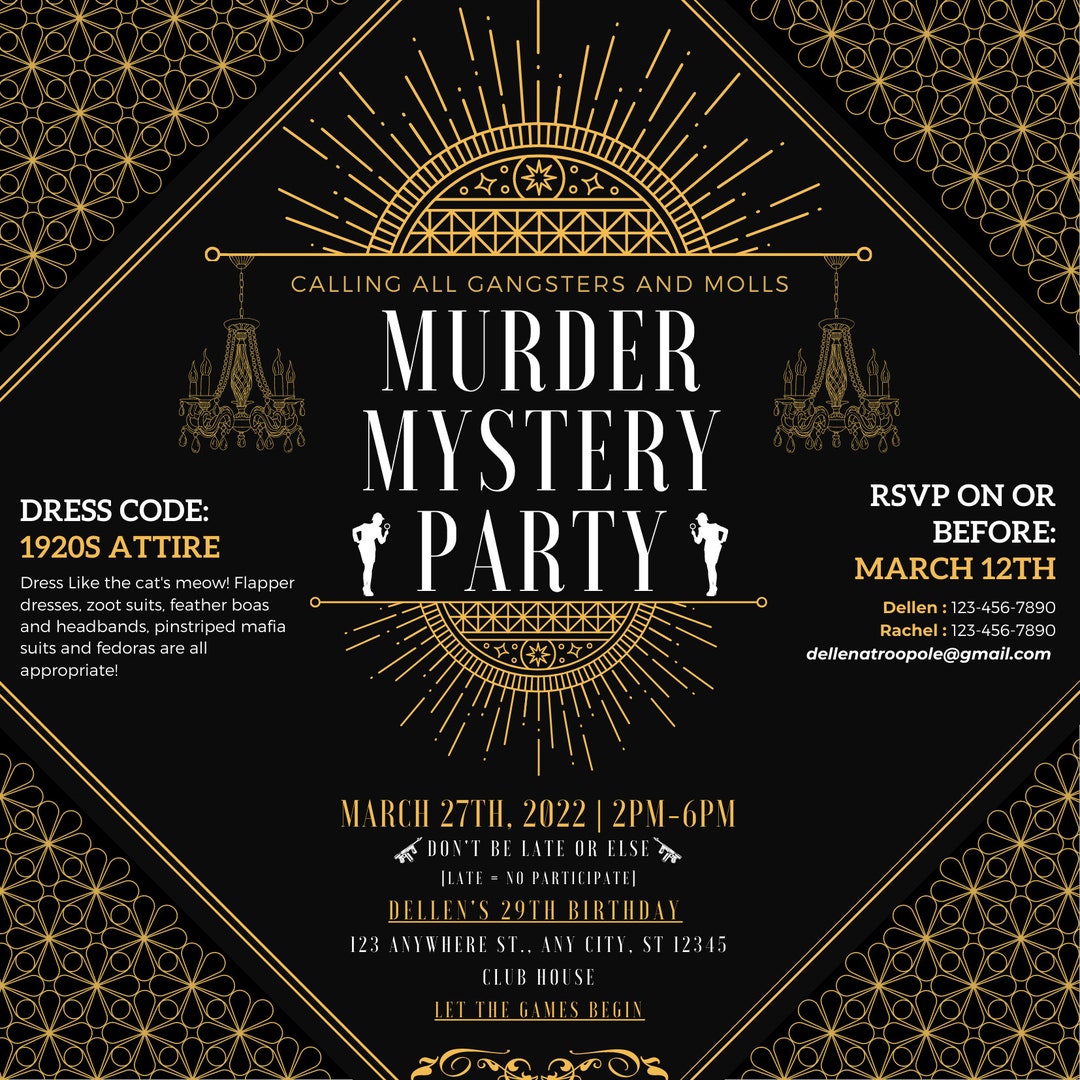 1920s Murder Mystery Party Invitation - Etsy