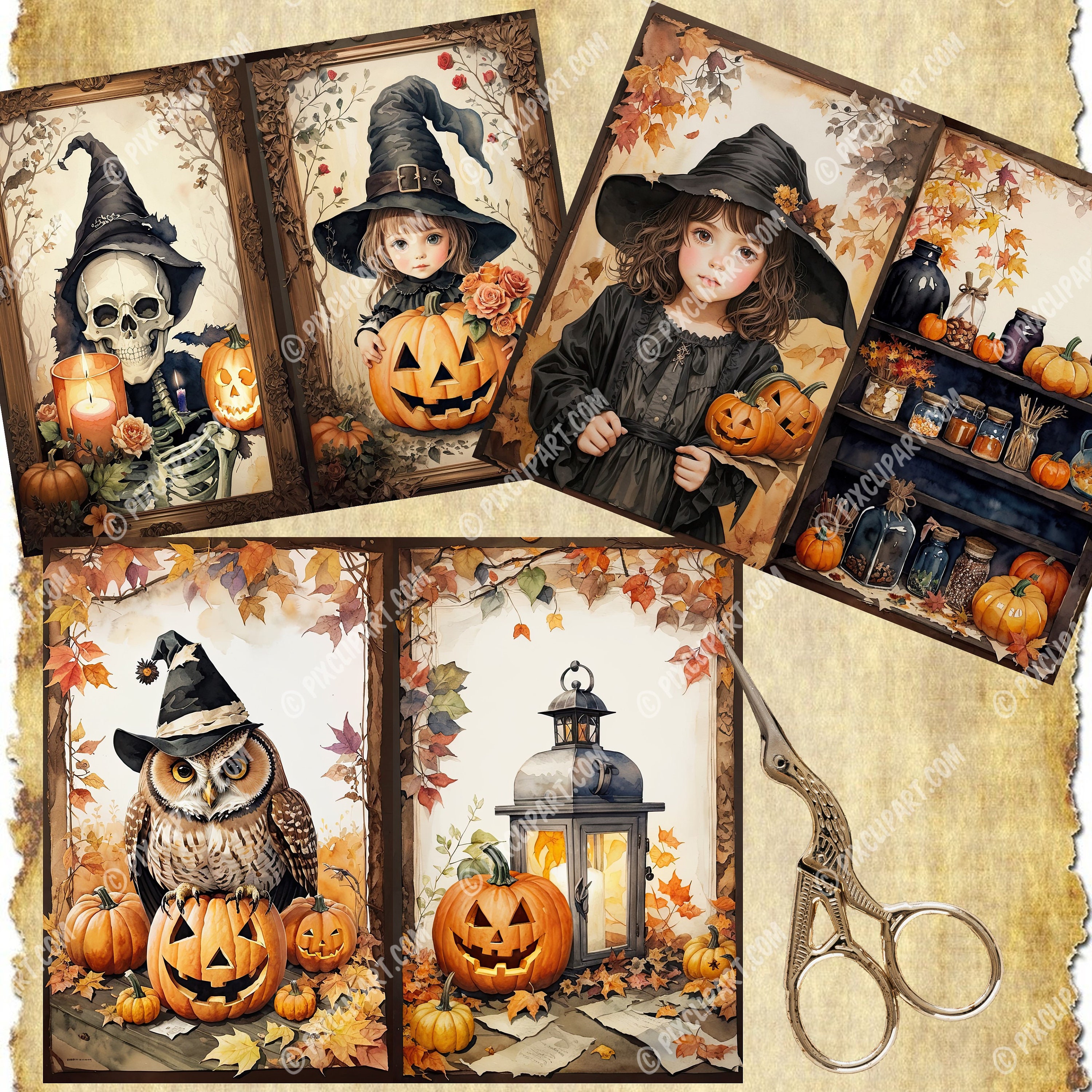 Vintage Halloween Junk Journal Kit: 20 Pumpkin Pages for Fall Memories ...