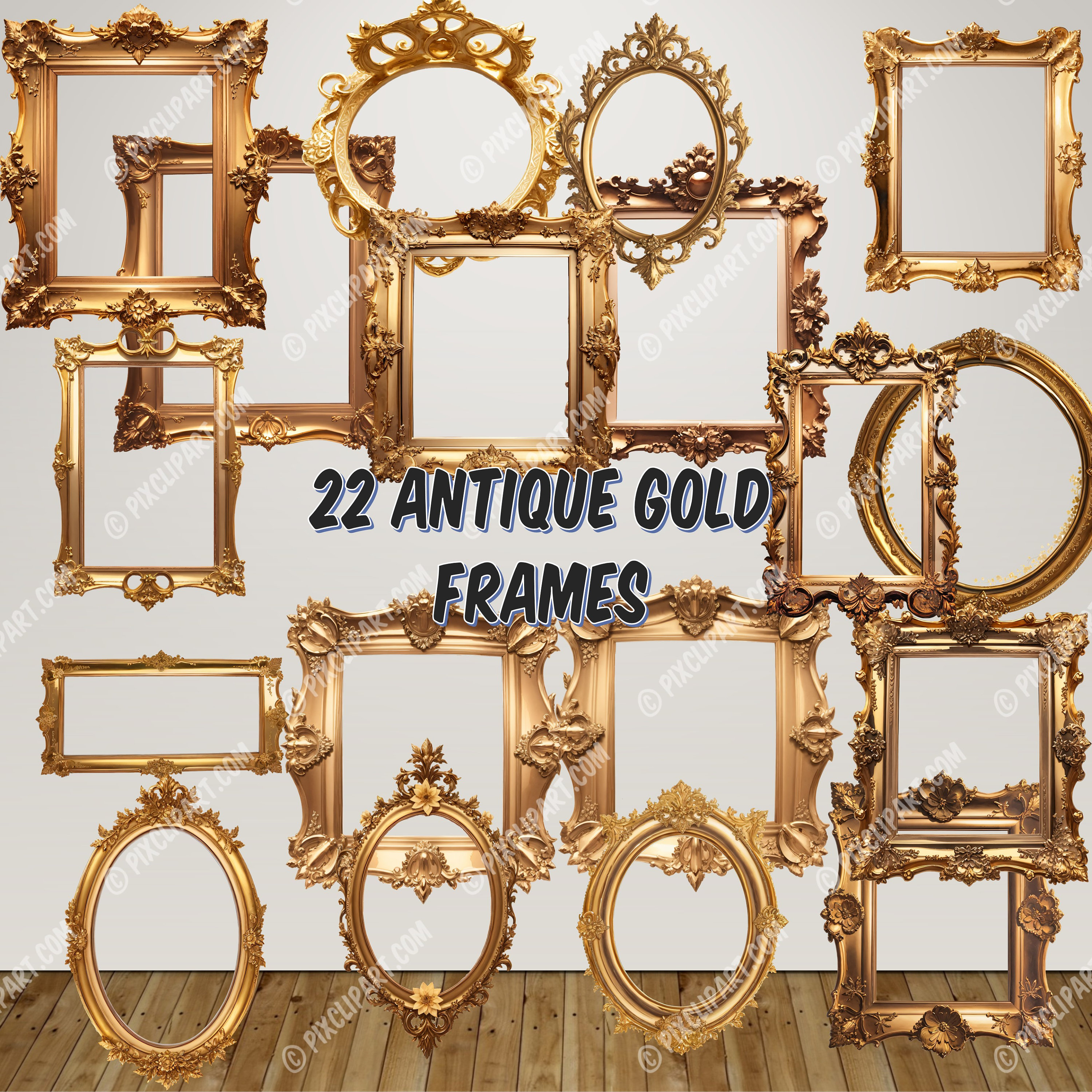 22 Antique Gold Frames Clipart Vintage Clip Art Graphics for Altered ...