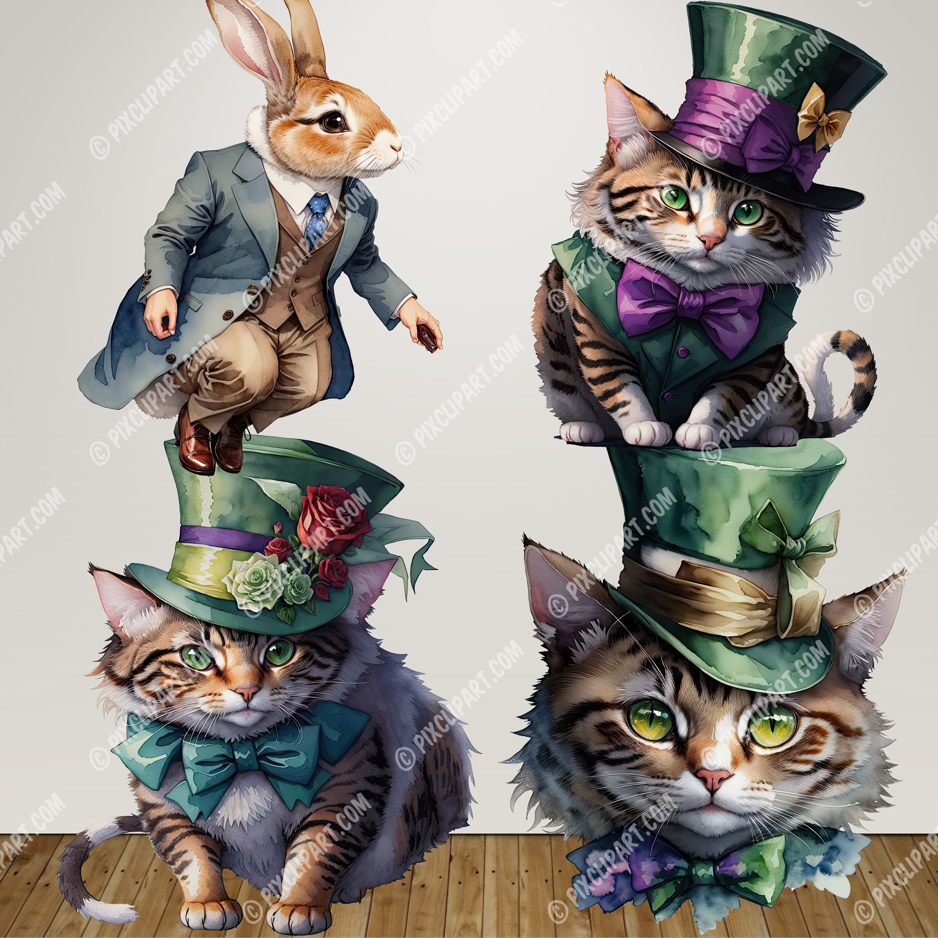 Watercolour Alice in Wonderland 32 Character Bundle Clipart, Alice in ...