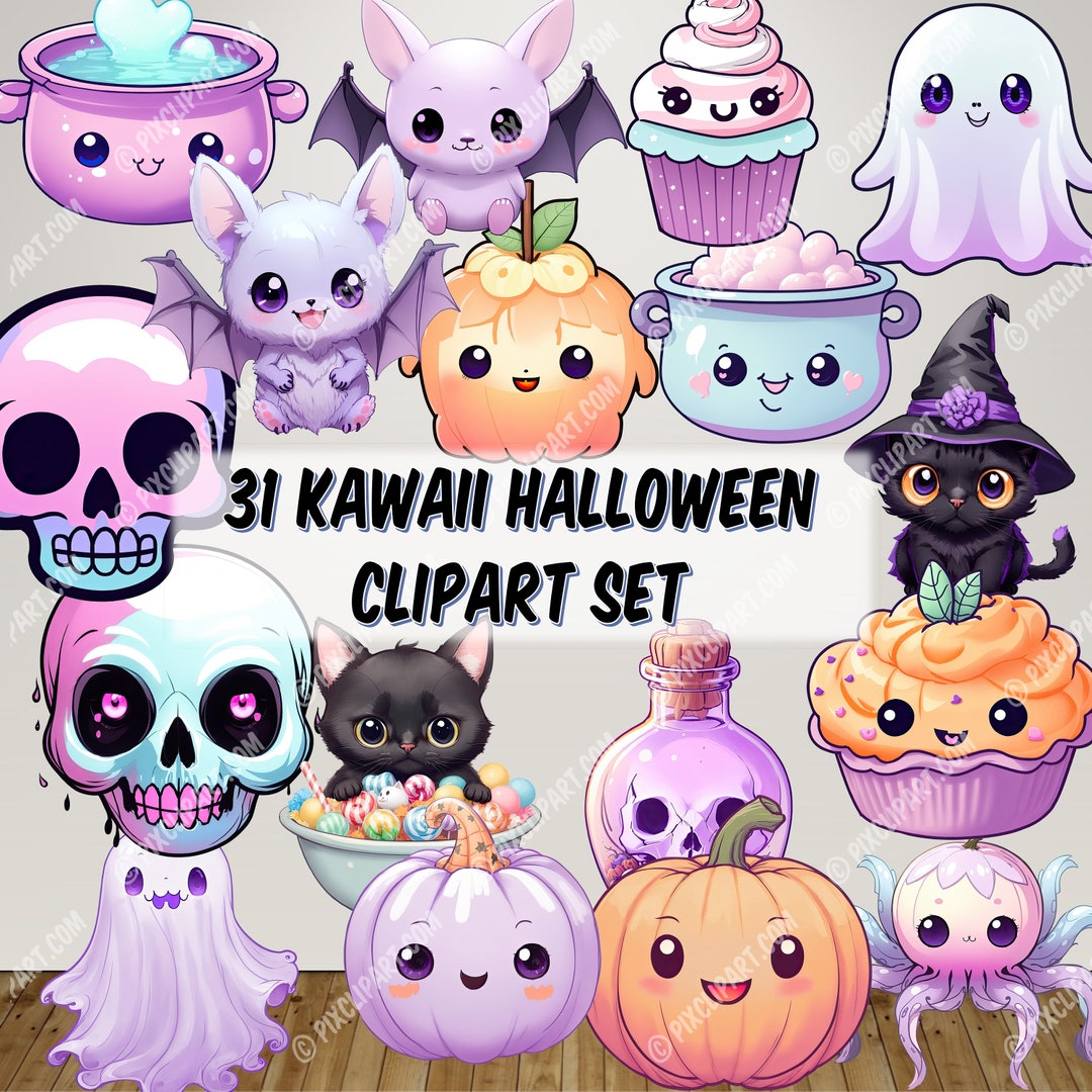 Kawaii Halloween 31 Transparent Clip Art - Cute Pastel Candy, Happy ...