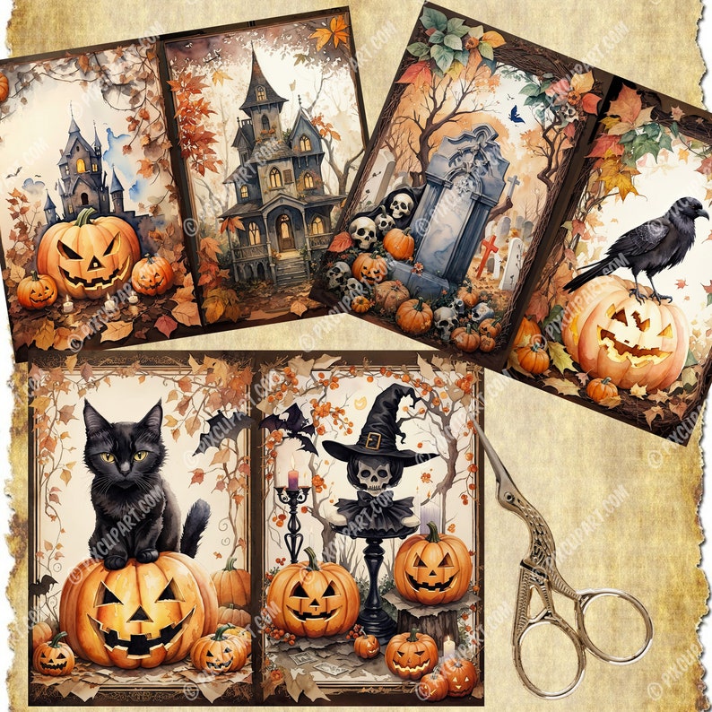 Vintage Halloween Junk Journal Kit: 20 Pumpkin Pages for Fall Memories ...