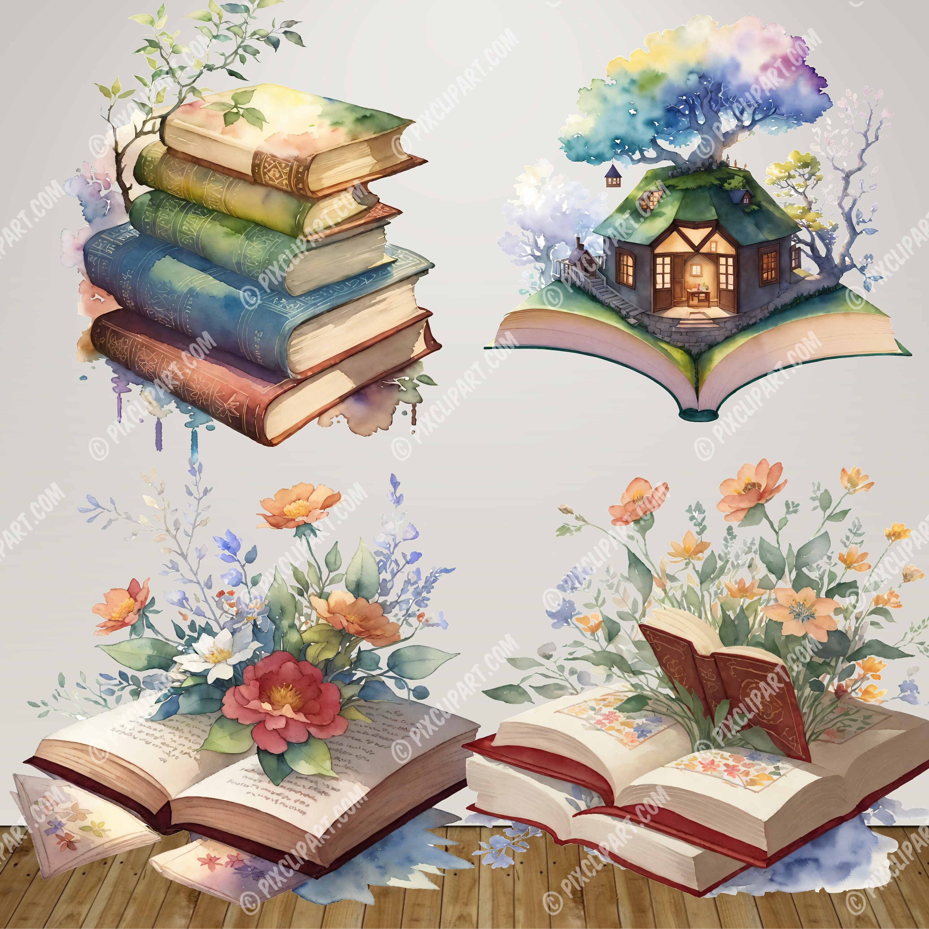 16 Vintage Book Clipart Bundle Retro Reading and Library - Etsy