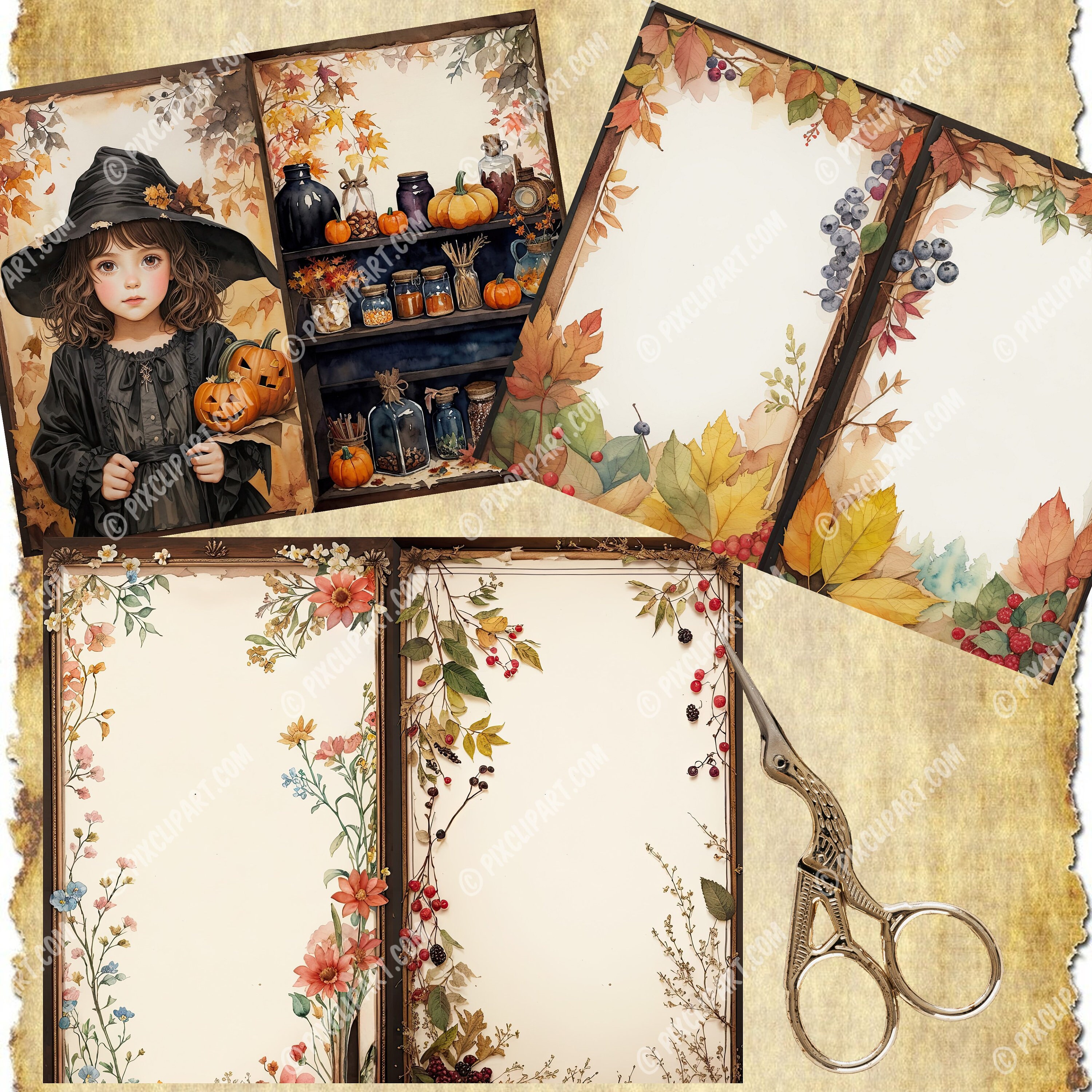 Vintage Halloween Junk Journal Kit: 20 Pumpkin Pages for Fall Memories ...