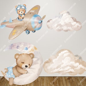 19 Vintage Blue Teddy Bear Clipart Set Watercolor Baby Shower, Boy's ...