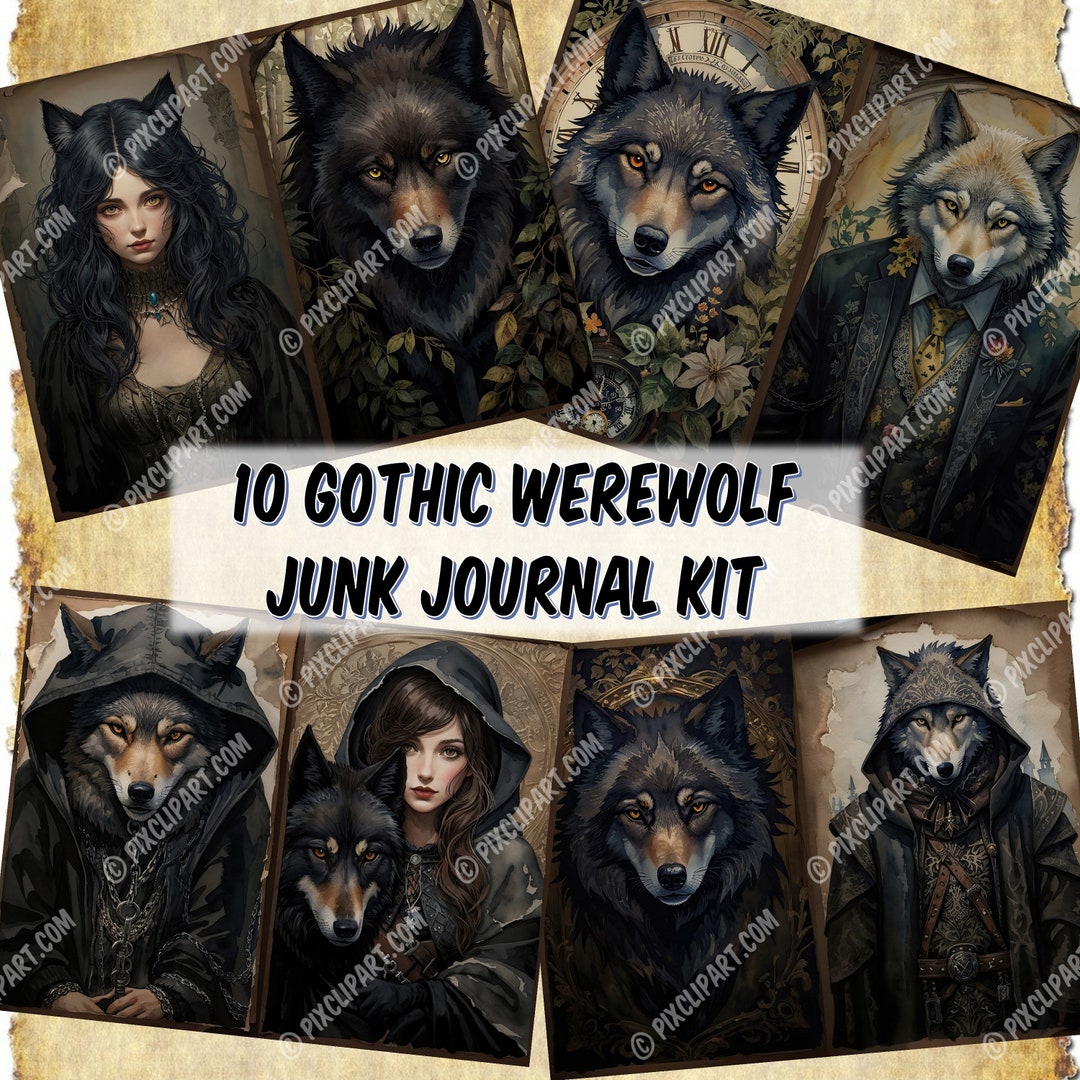 Gothic Werewolf Junk Journal Kit 10 Mystical Wolves Skulls - Etsy