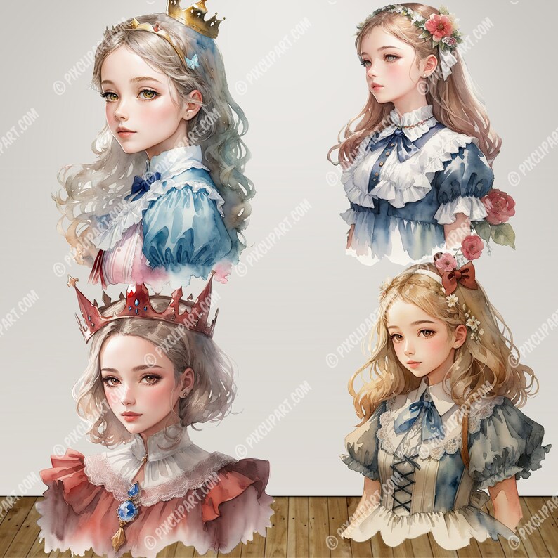 Watercolour Alice in Wonderland 32 Character Bundle Clipart, Alice in ...