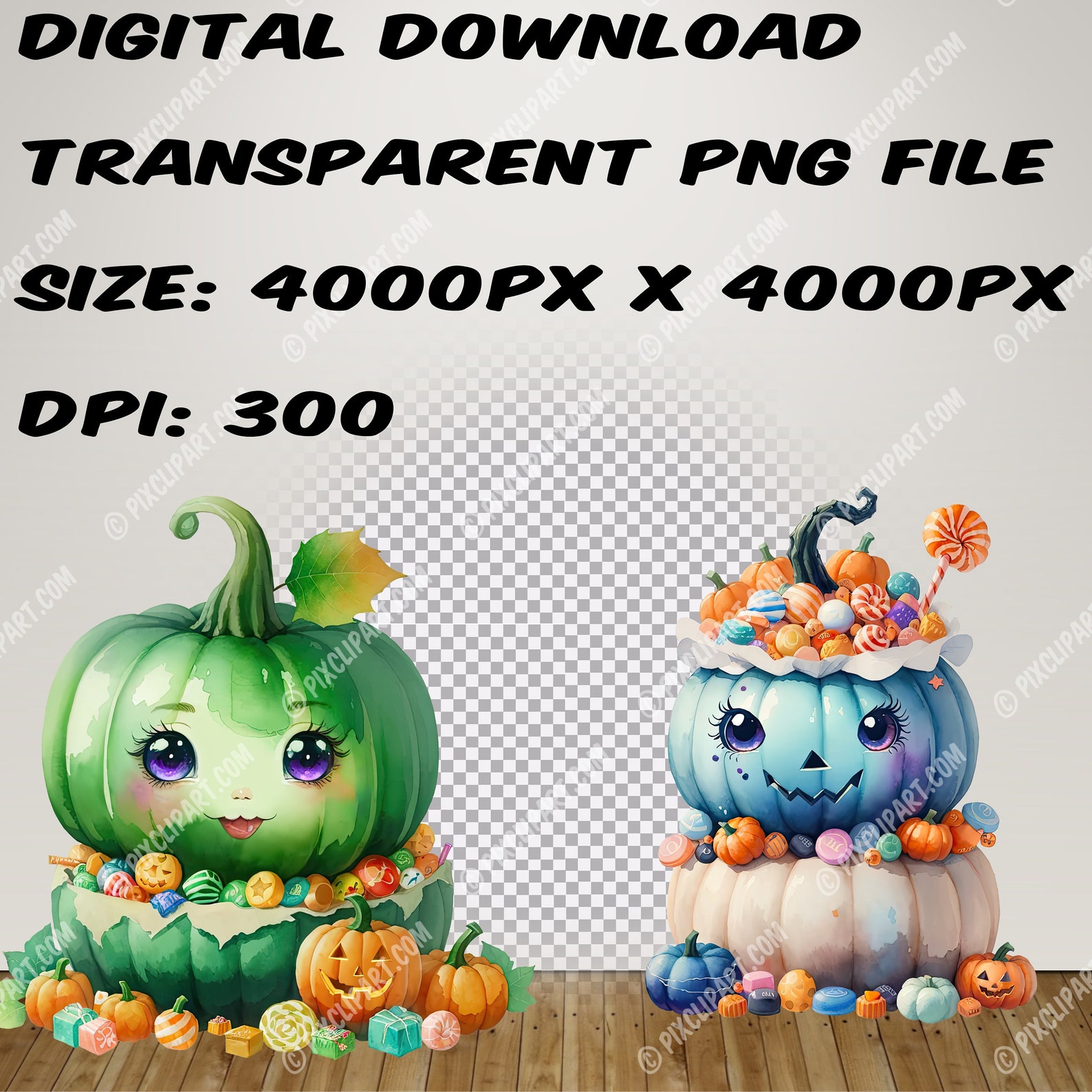 Halloween Pumpkins Enchanting Watercolor Clipart Collection 42 ...