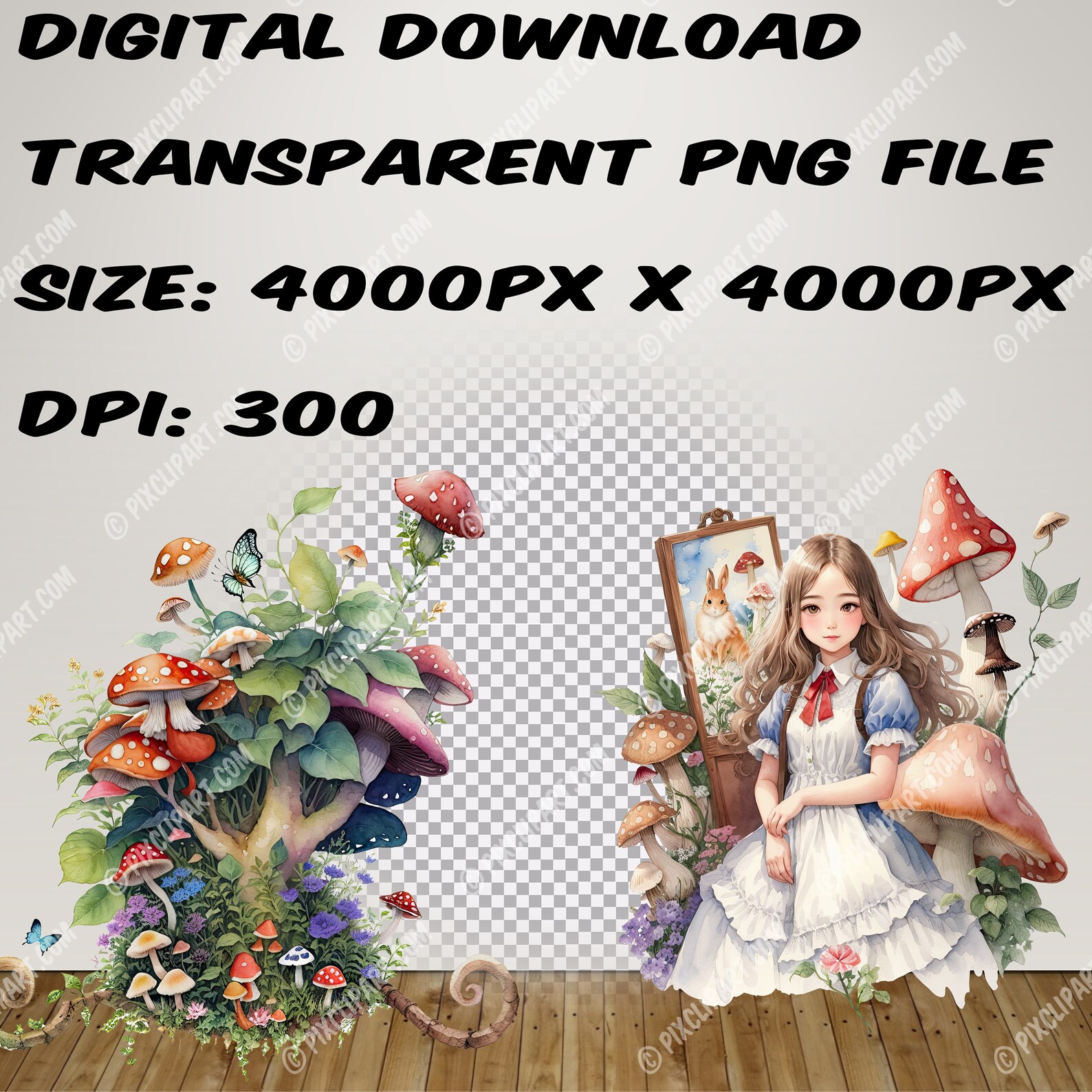 Watercolour Alice in Wonderland 32 Character Bundle Clipart, Alice in ...
