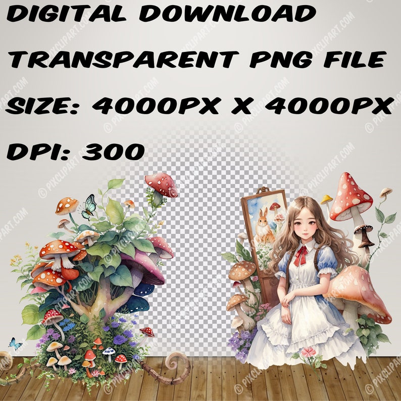 Watercolour Alice in Wonderland 32 Character Bundle Clipart, Alice in ...