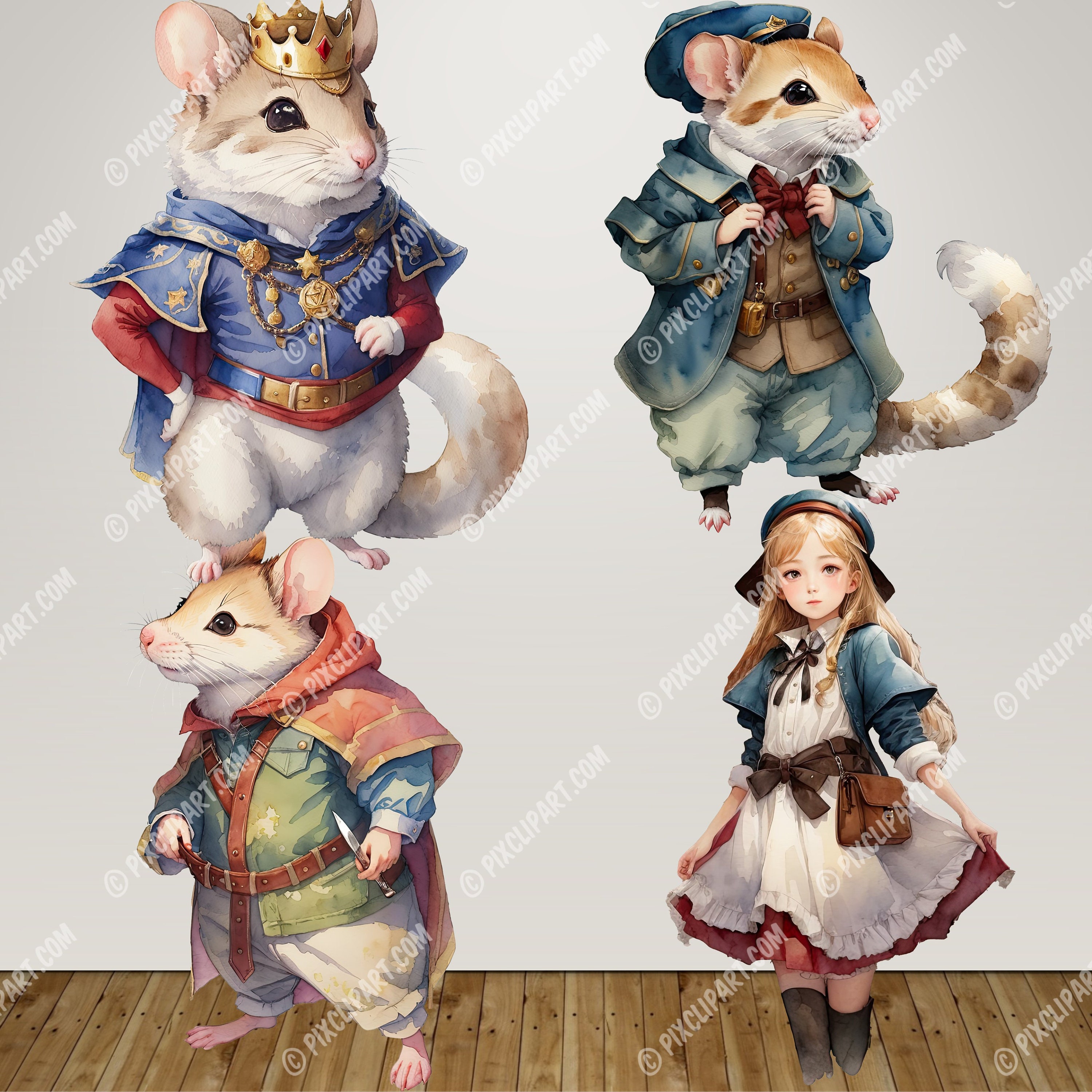 Watercolour Alice in Wonderland 32 Character Bundle Clipart, Alice in ...