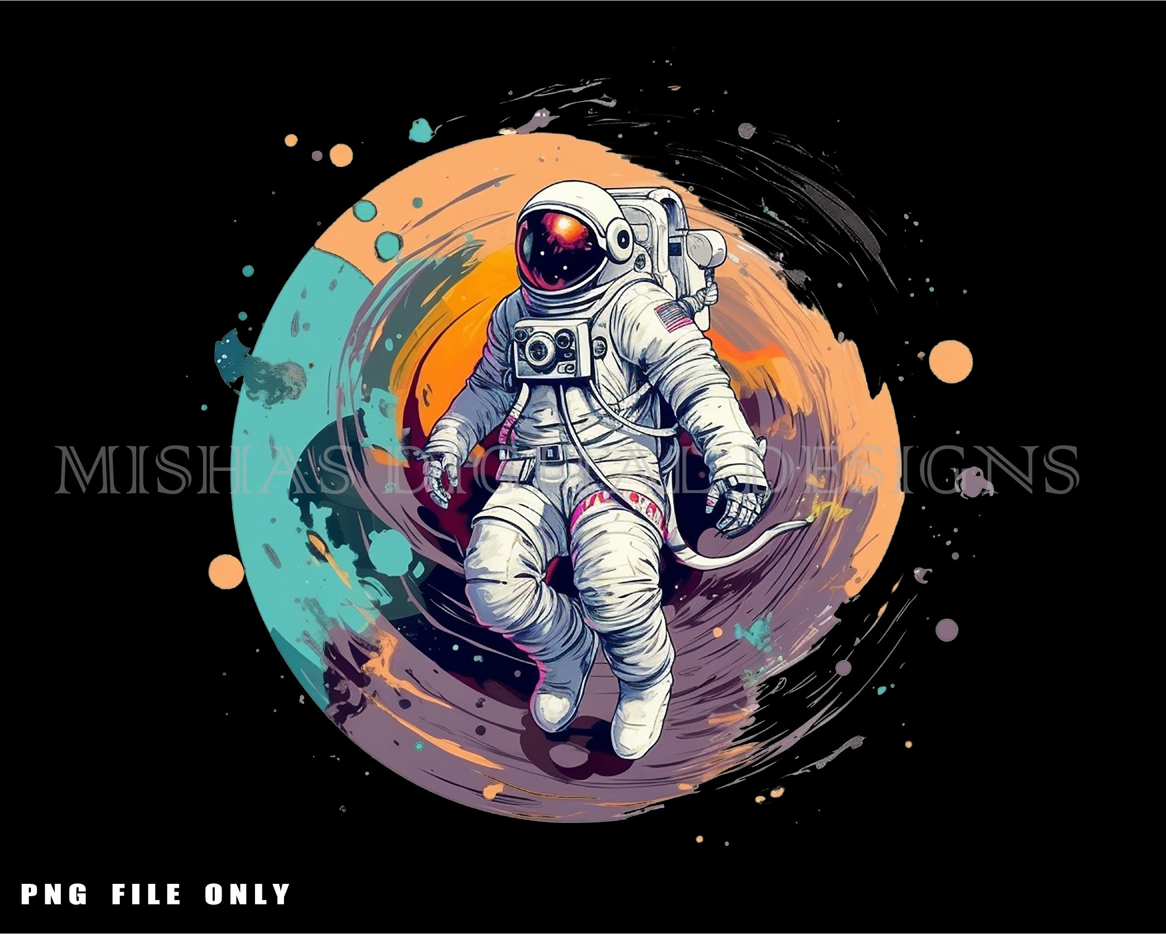 Astronaut in Space With Planets 7 Sublimation Clipart - Etsy