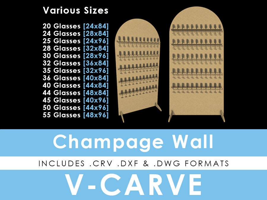 13 Sizes - Arched Champagne Wall Templates for Vcarve - DXF and CRV ...