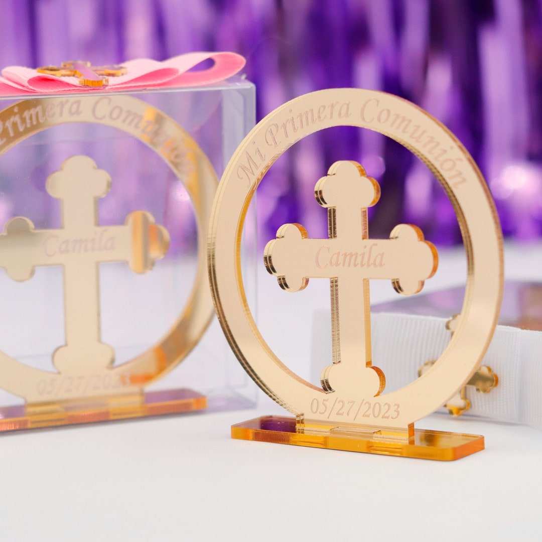 Personalized Baptism Favor, Mirrored Plexiglass Cross, Christening ...