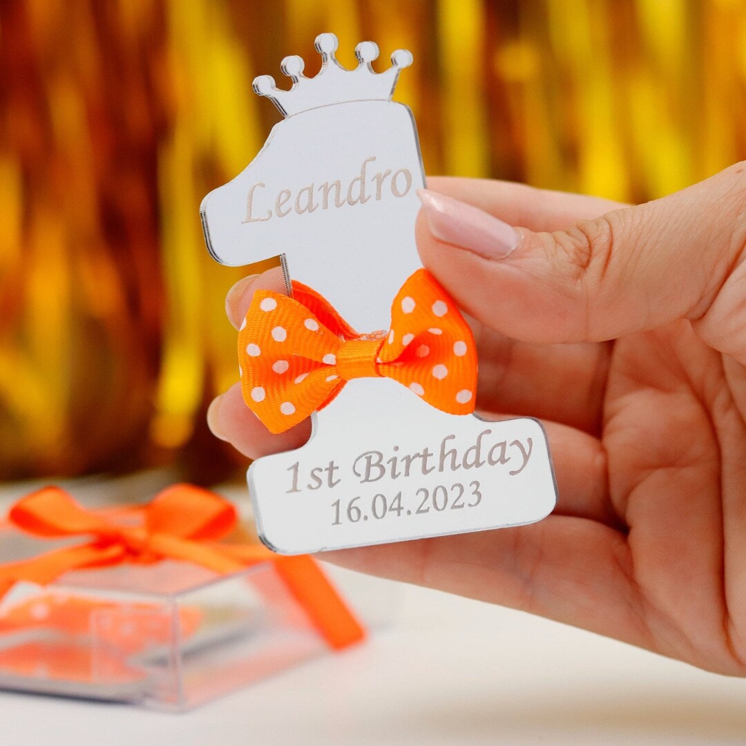 Personalized First Birthday Mirror Magnet Favors, Age 1 Souvenir - Etsy