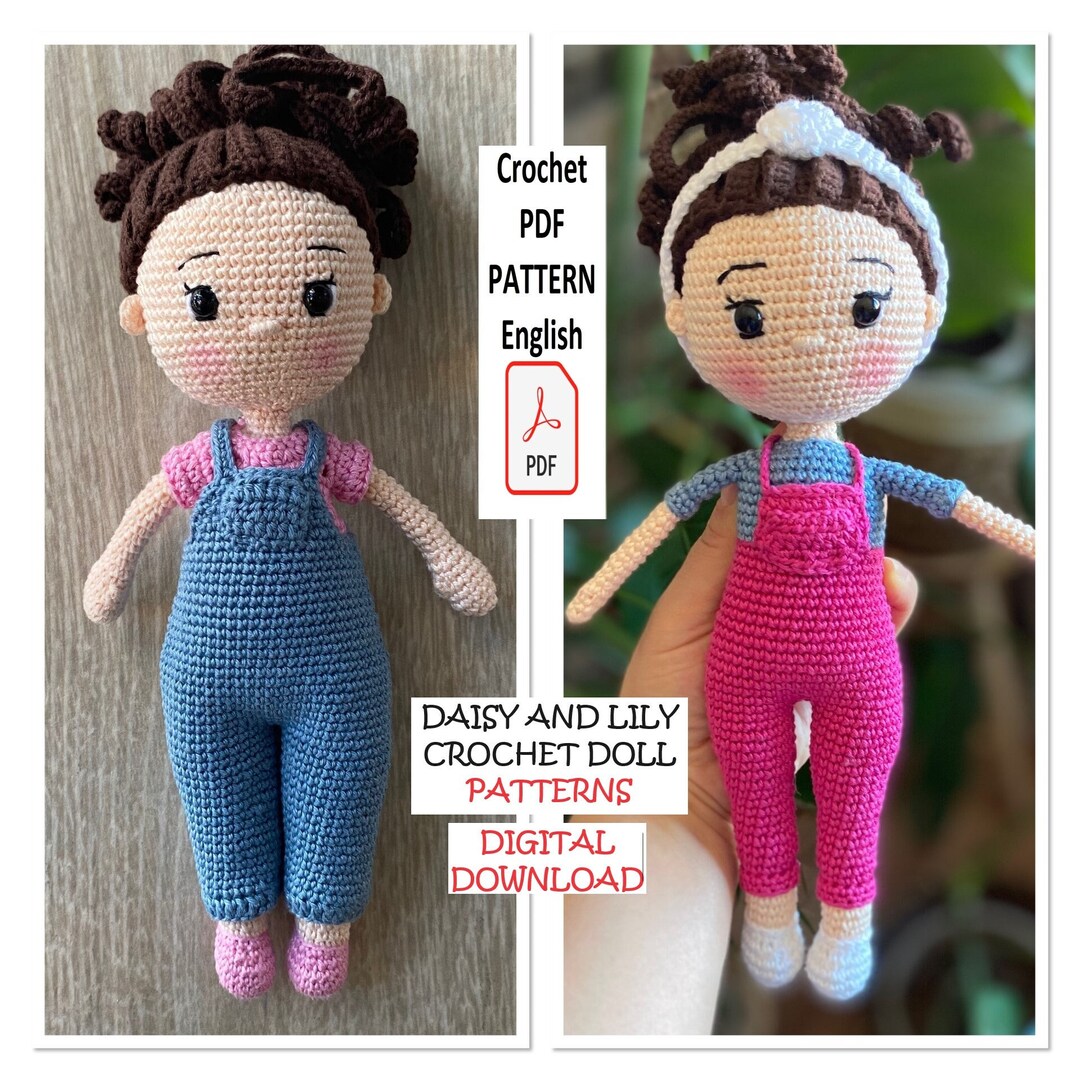 Crochet Doll With Overalls Amigurumi Patterns, First Baby Doll Crochet ...