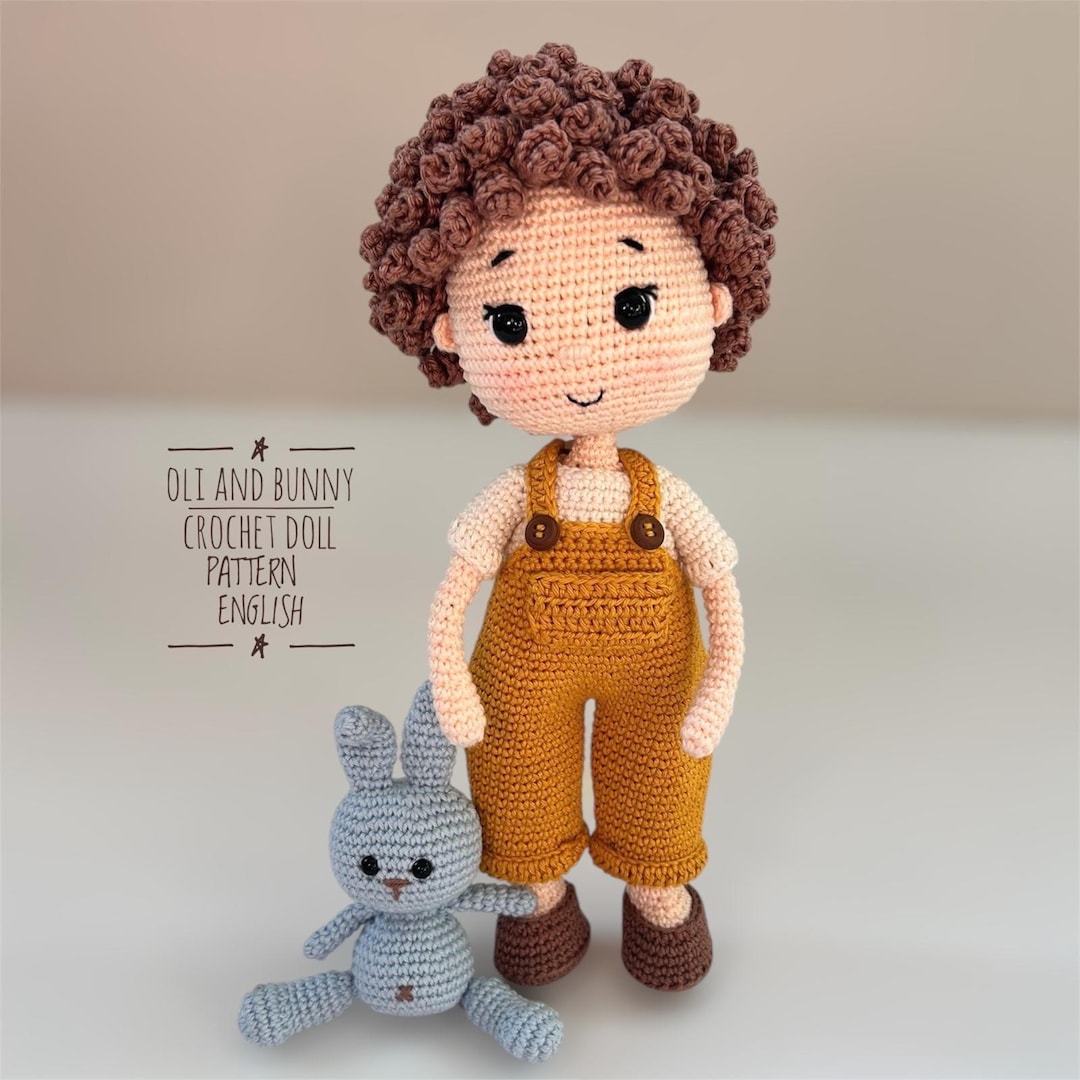 Crochet Boy Doll Pattern: Amigurumi With Bunny & Overalls (PDF DIY) - Etsy